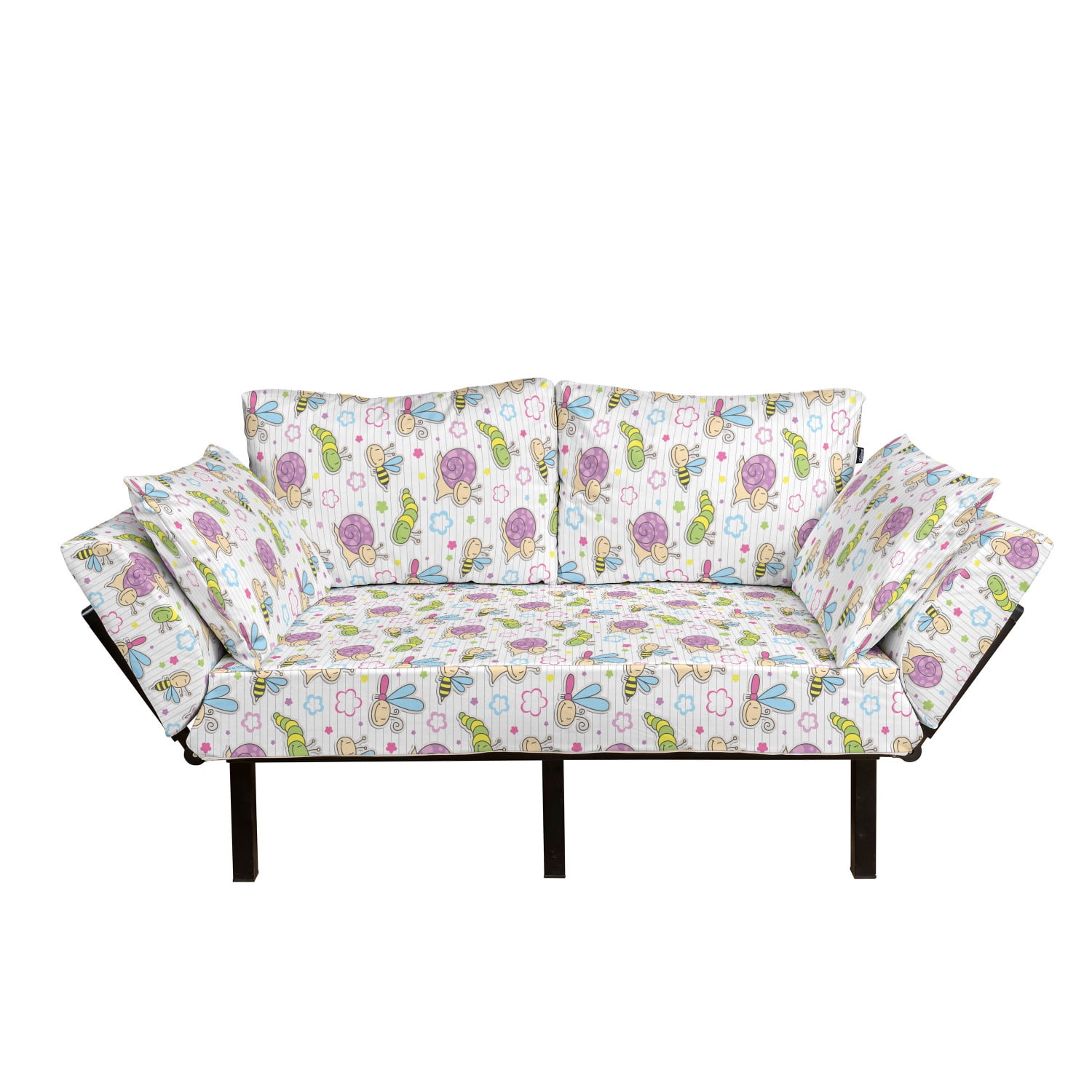 Ambesonne Cartoon Futon Metal Expandable 70.87" x 32.28" x 32.28 ...
