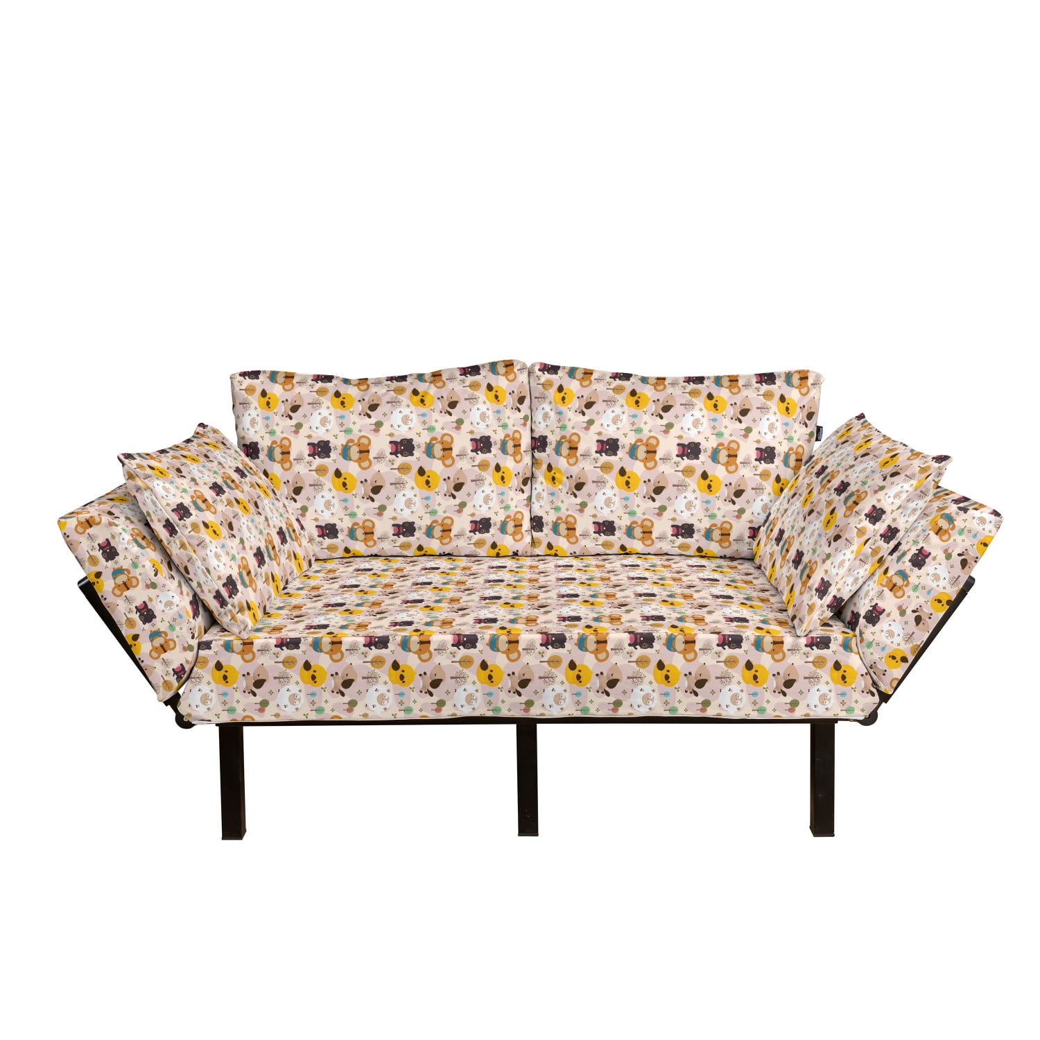 Cartoon Futon Couch, Style Animal Caricatures Very Jungle Inhabitants ...
