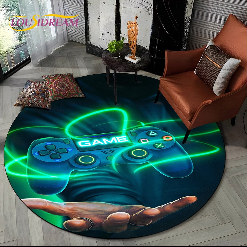Cartoon Gamer Game Controller Round Area Rug,Circle Carpet Rug for ...