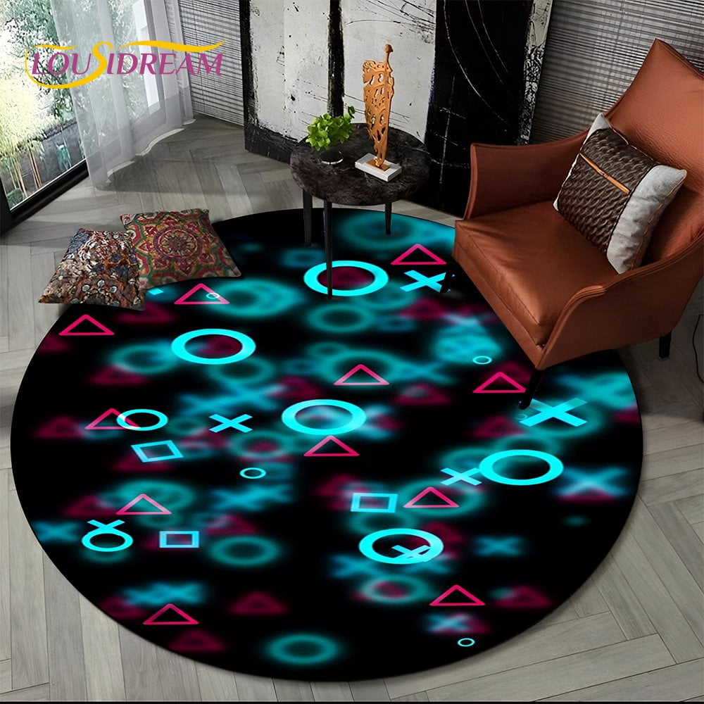 Cartoon Gamer Game Controller Round Area Rug,Circle Carpet Rug for ...