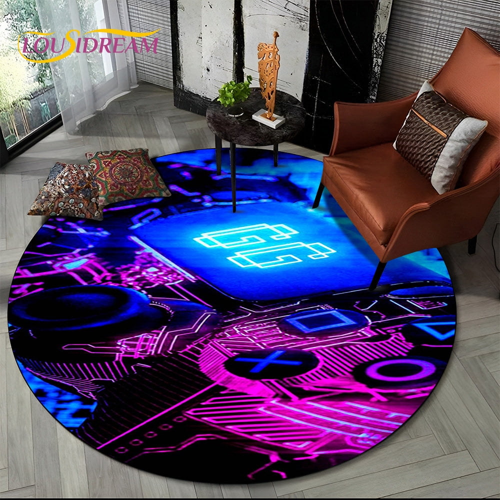 Cartoon Gamer Game Controller Round Area Rug,Circle Carpet Rug for ...