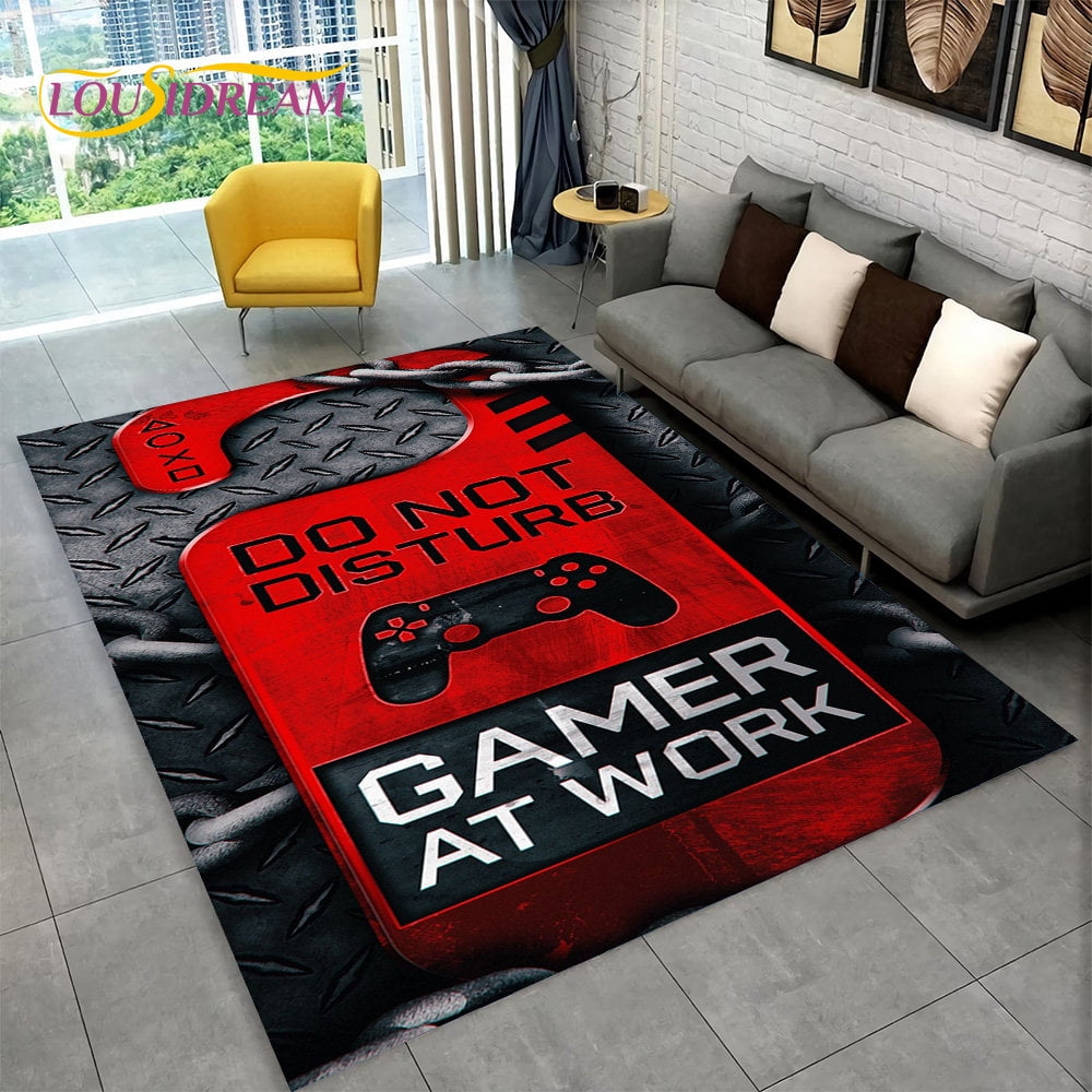 Cartoon Gamer Game Gamepad Area Rug Carpet Rug for Living Room Kids ...