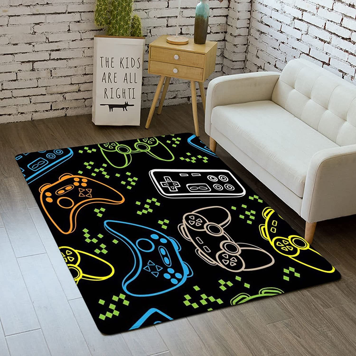 Cartoon Gamer Rug For Bedroom Boys Kids Playmat Children Controller ...