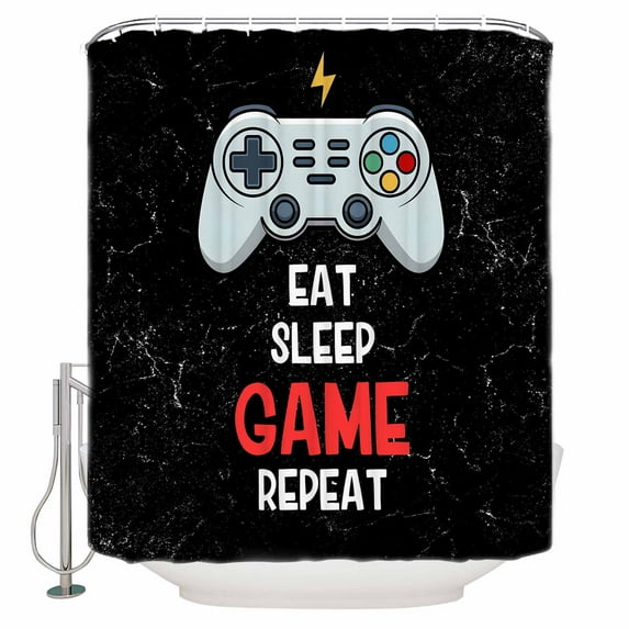 Cartoon Games Bathroom Shower Curtains with 12 Hooks Polyester ...