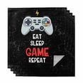 Cartoon Games Cloth Napkins, Black Modern Funny Abstract Art Washable ...
