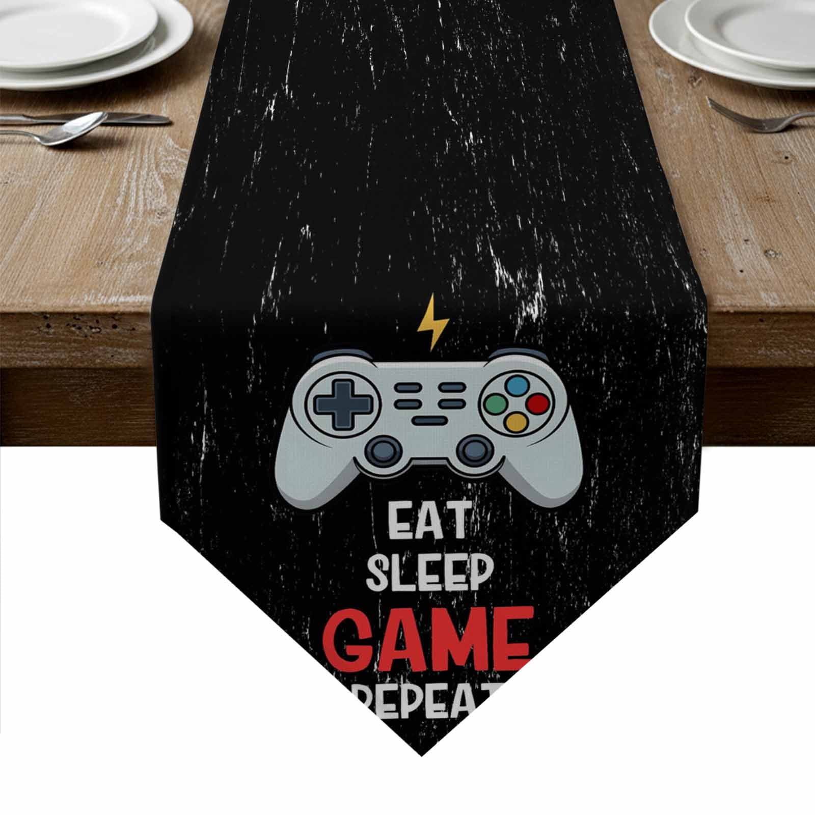 Cartoon Games Table Runner Linen Burlap Table Runner 60 Inches Long ...
