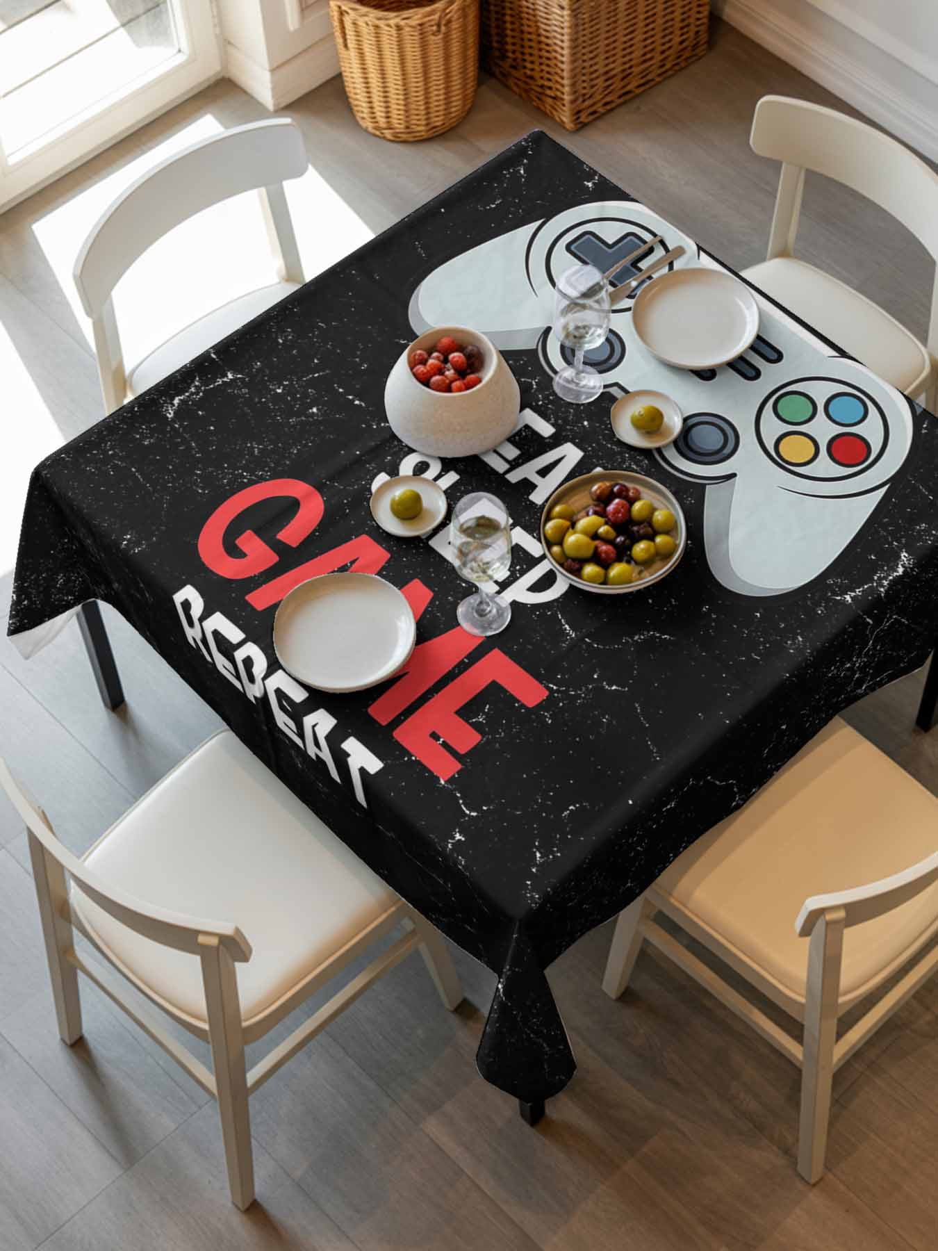 Cartoon Games Tablecloth Square Table Cloth 54x54, Waterproof Outdoor ...