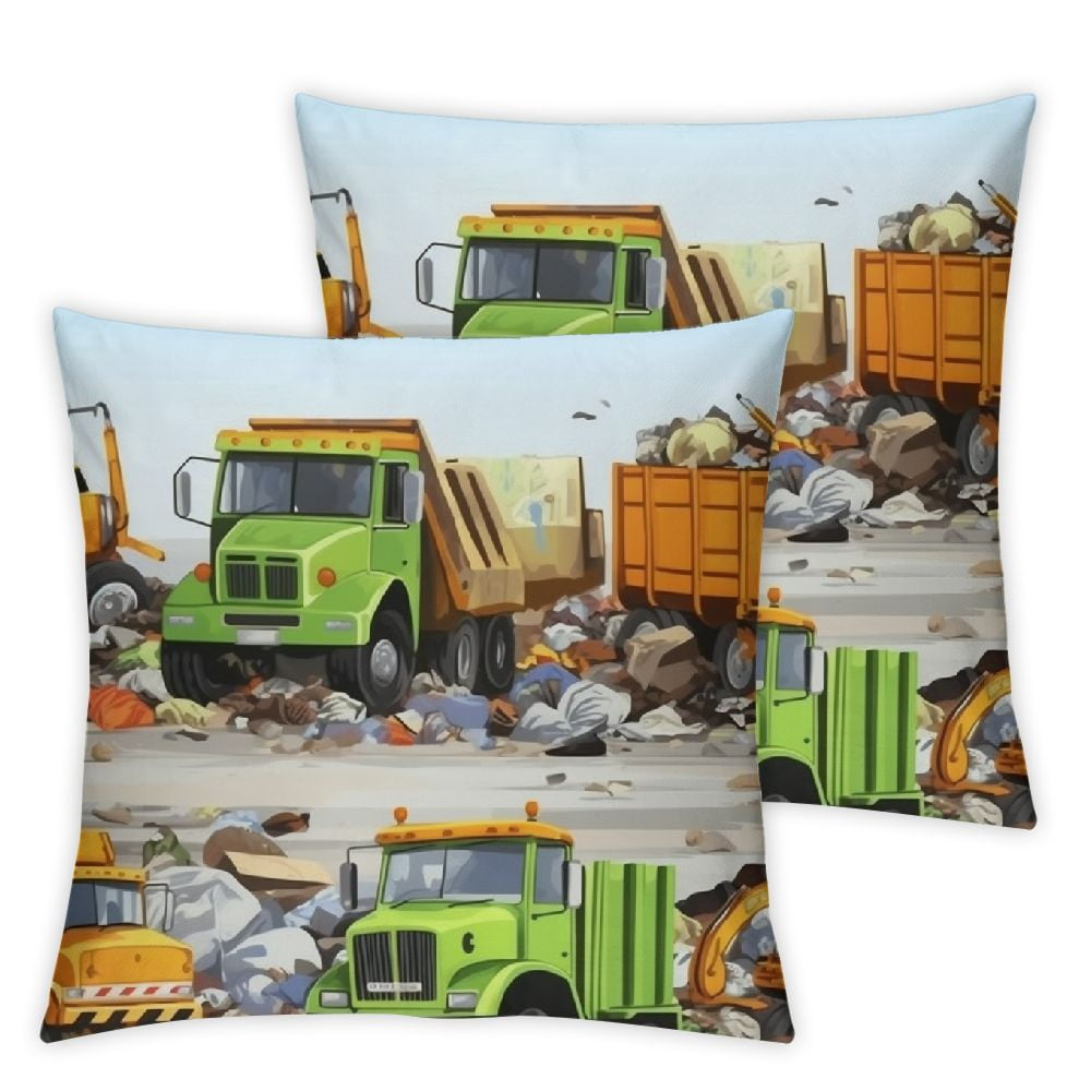 Cartoon Garbage Truck Pillow Cover for Kids Teens,City Recycling Waste ...