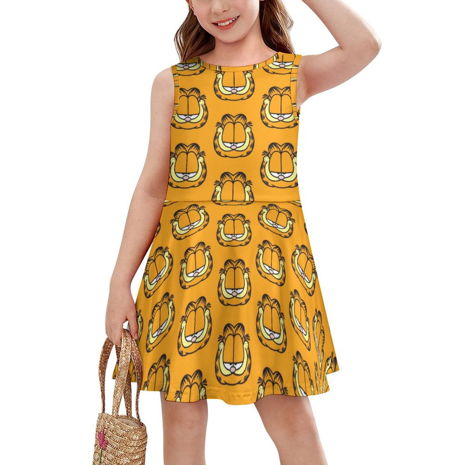 Cartoon Garfield Girls Dress Fashion 3D Printed Classical Kid's Summer ...