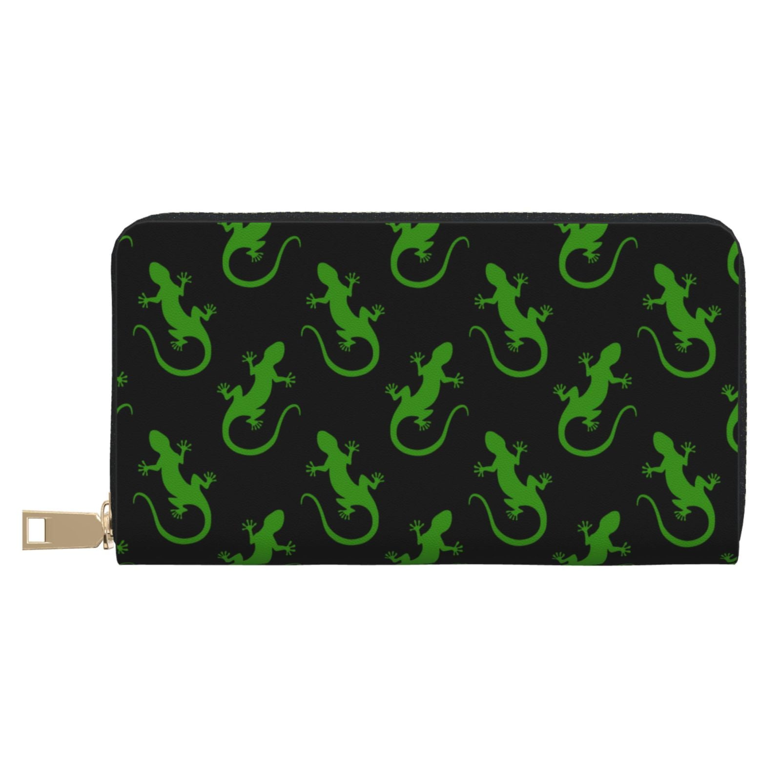 Cartoon Gecko Lizard Green Wallet Women, Leather Bifold Multi Card ...