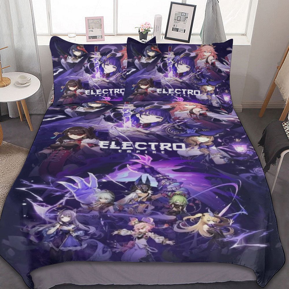 Cartoon Genshin Impact 3-Piece Bed Set Warm and Comfortable Kawaii ...