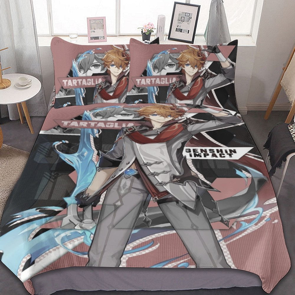 Cartoon Genshin Impact 3-Piece Bed Set Warm and Comfortable Kawaii ...
