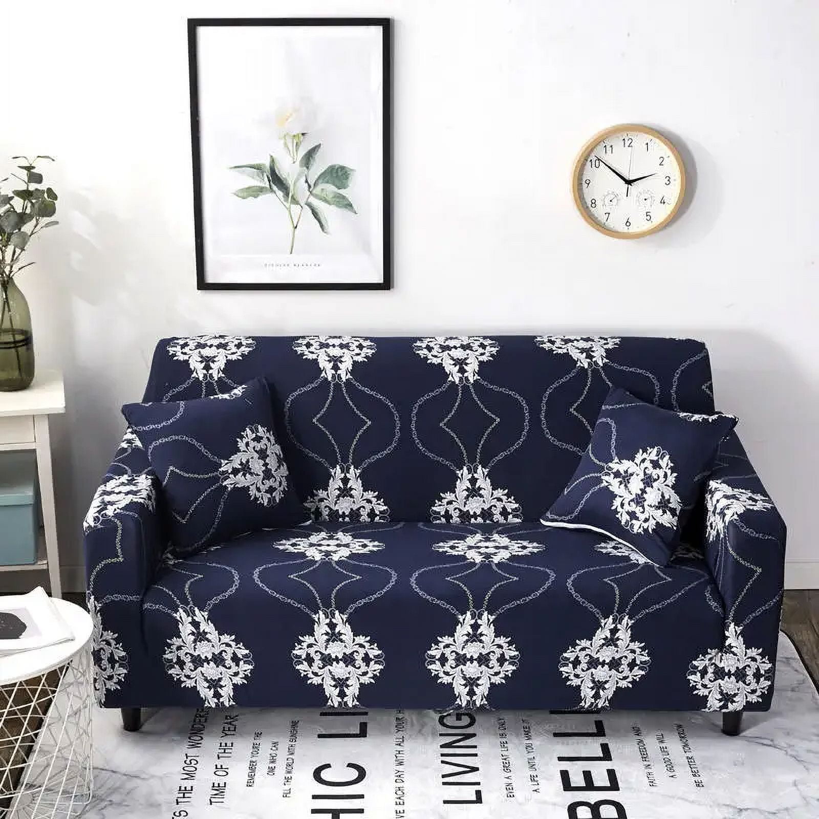 Cartoon Geometric Flowers Sofa Cover Full Cover Fabric Four Seasons Stretch Big Sofas Sofa ...