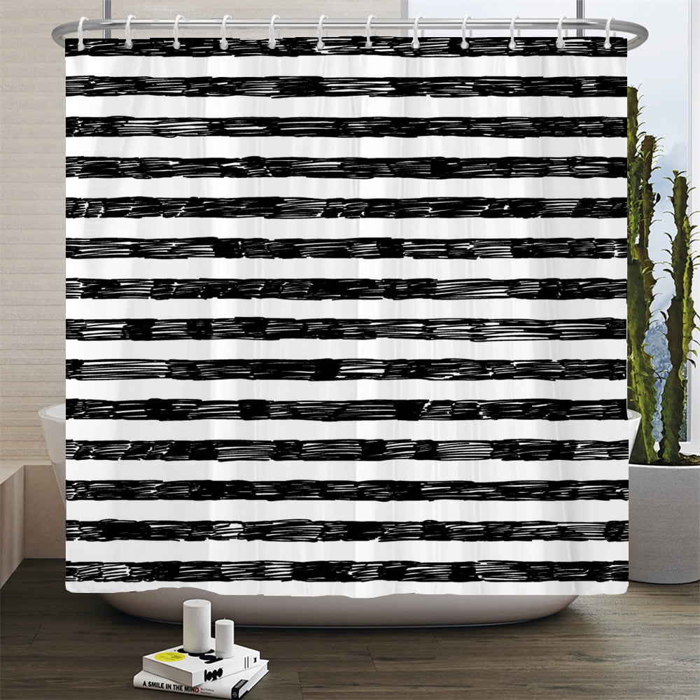 Cartoon Geometry Printed Fabric Shower Curtains Bath Screen Waterproof ...