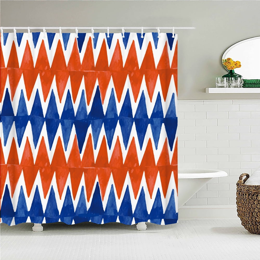 Cartoon Geometry Printed Fabric Shower Curtains Bath Screen Waterproof ...