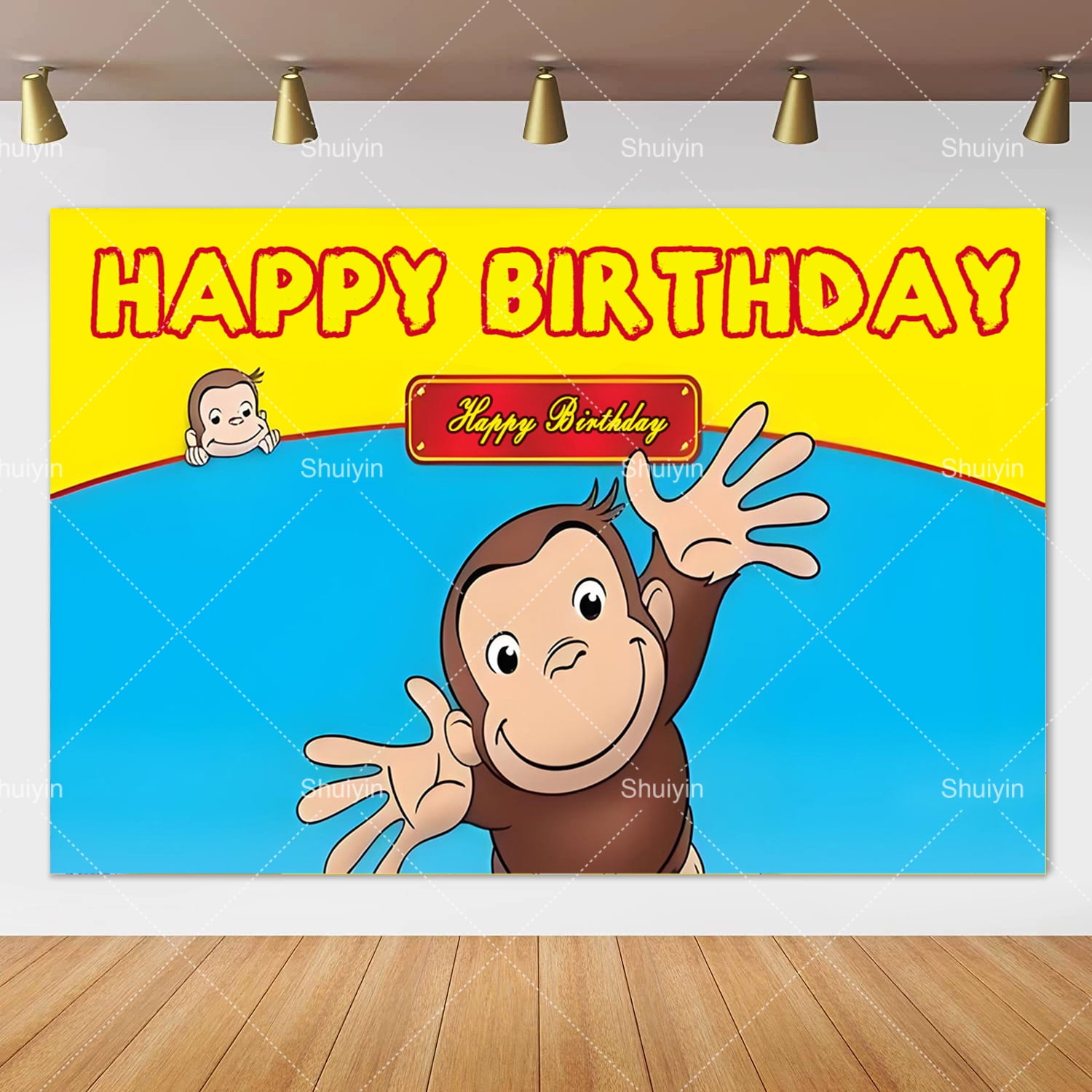Cartoon George Monkey Theme Backdrop Birthday Party Decoration Supplies ...