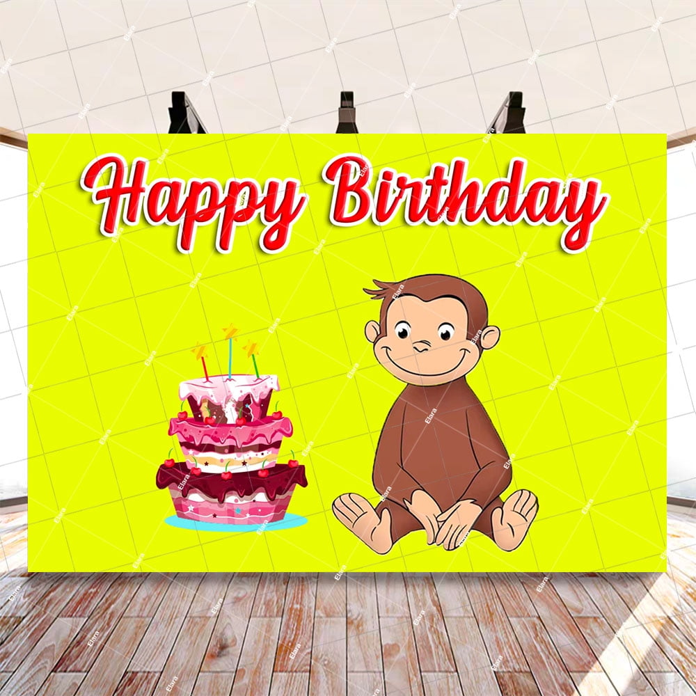 Cartoon George Monkey Theme Backdrop Birthday Party Decoration Supplies ...