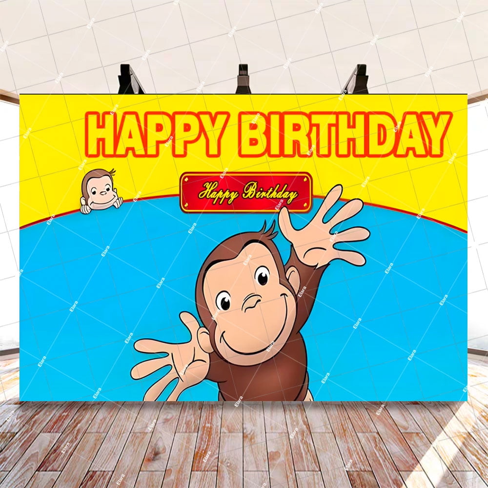 Cartoon George Monkey Theme Backdrop Birthday Party Decoration Supplies ...