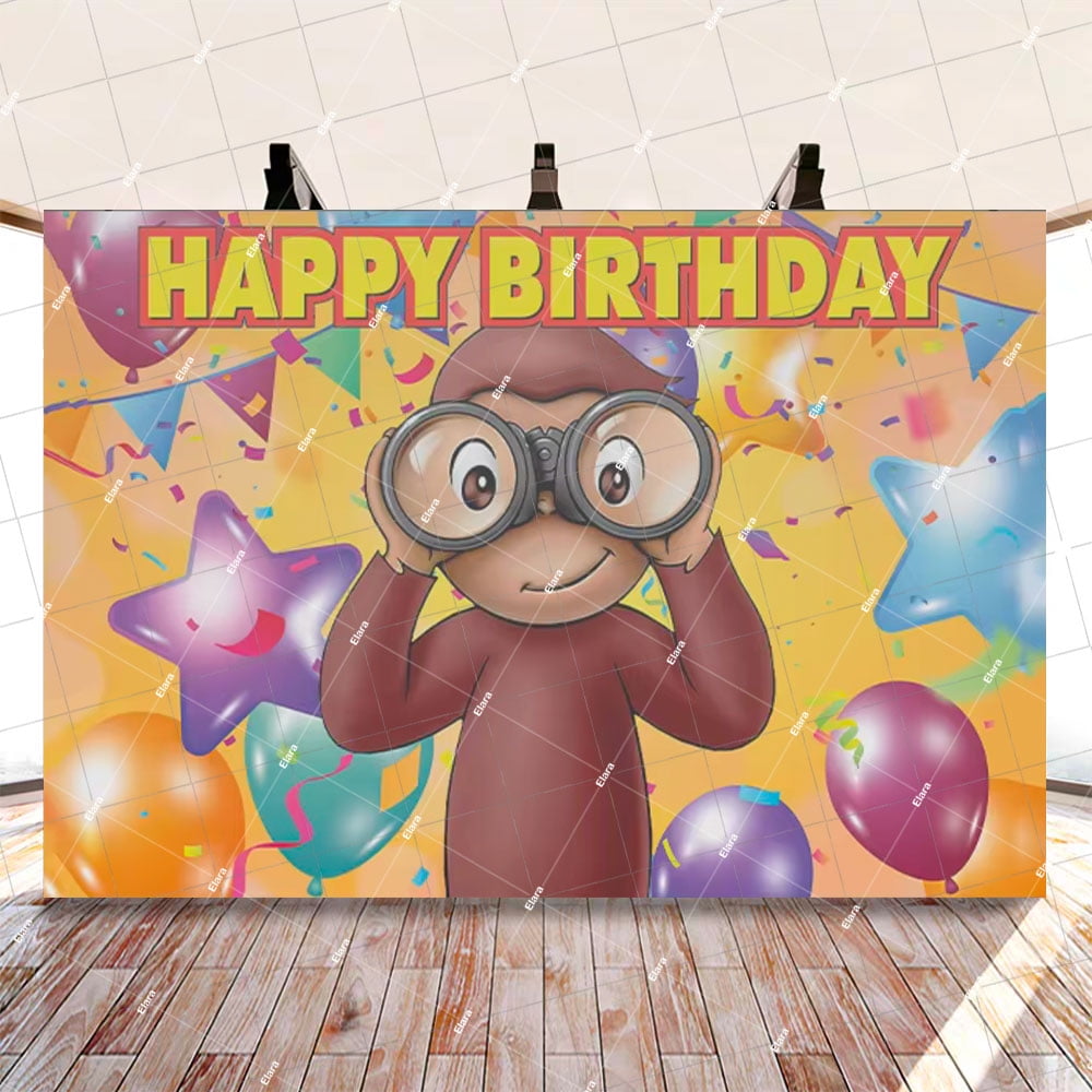 Cartoon George Monkey Theme Backdrop Birthday Party Decoration Supplies ...
