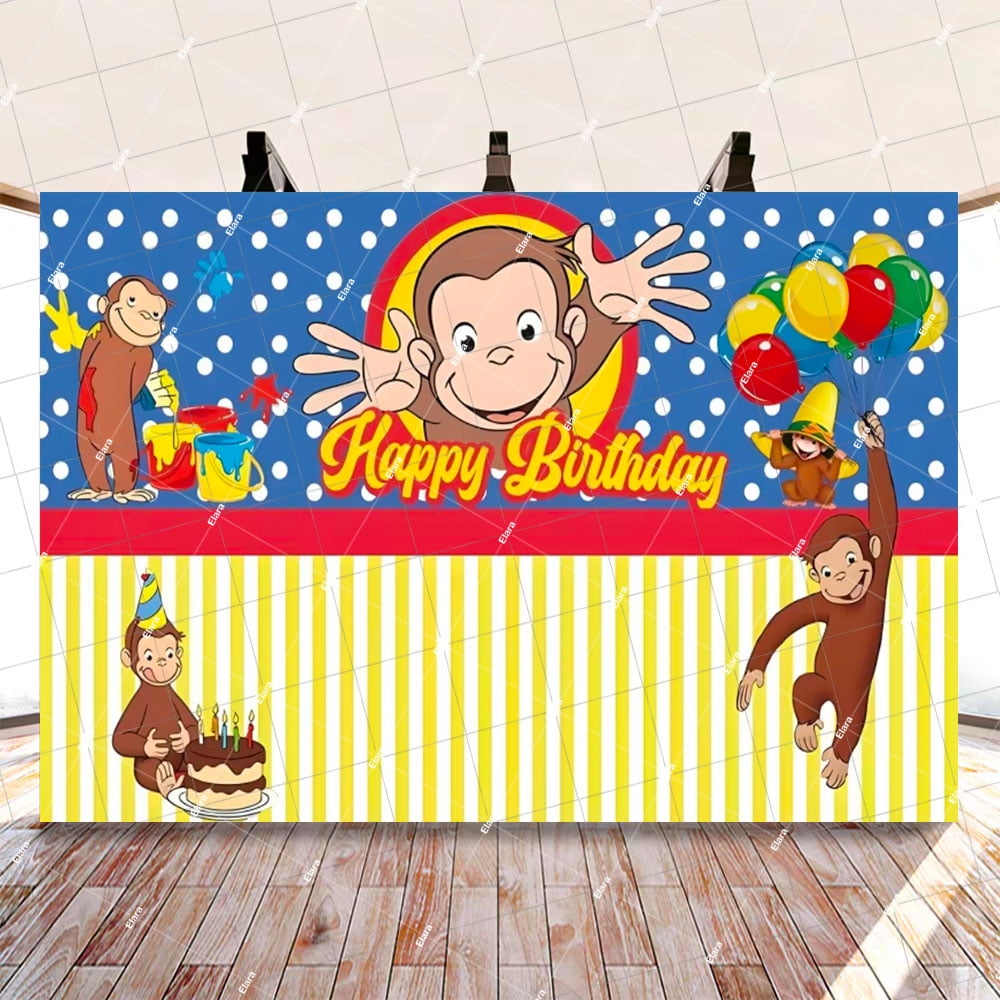 Cartoon George Monkey Theme Backdrop Birthday Party Decoration Supplies ...