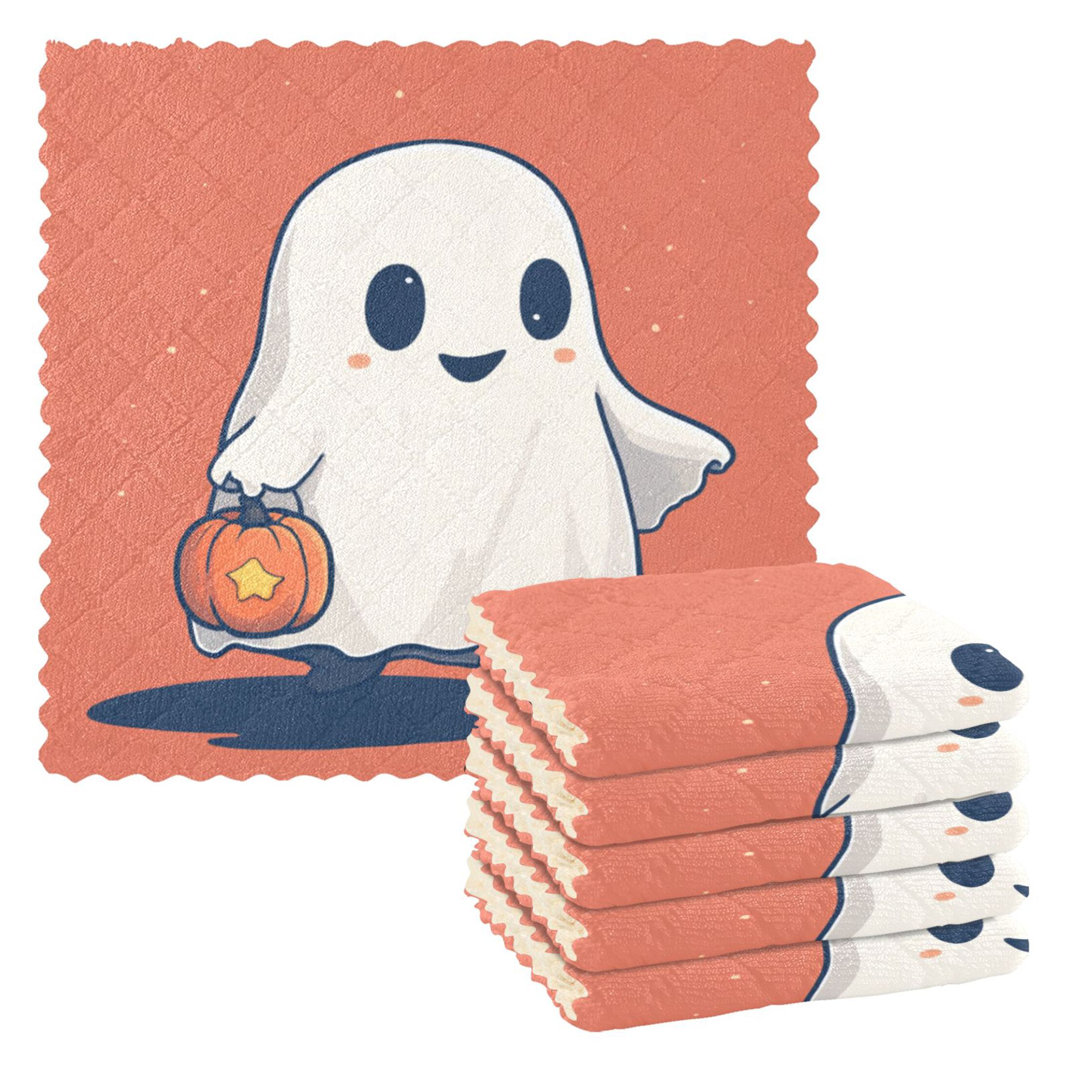 Cartoon Ghost 6 Pack Kitchen Cleaning Cloths 11'' x 11'', Super ...