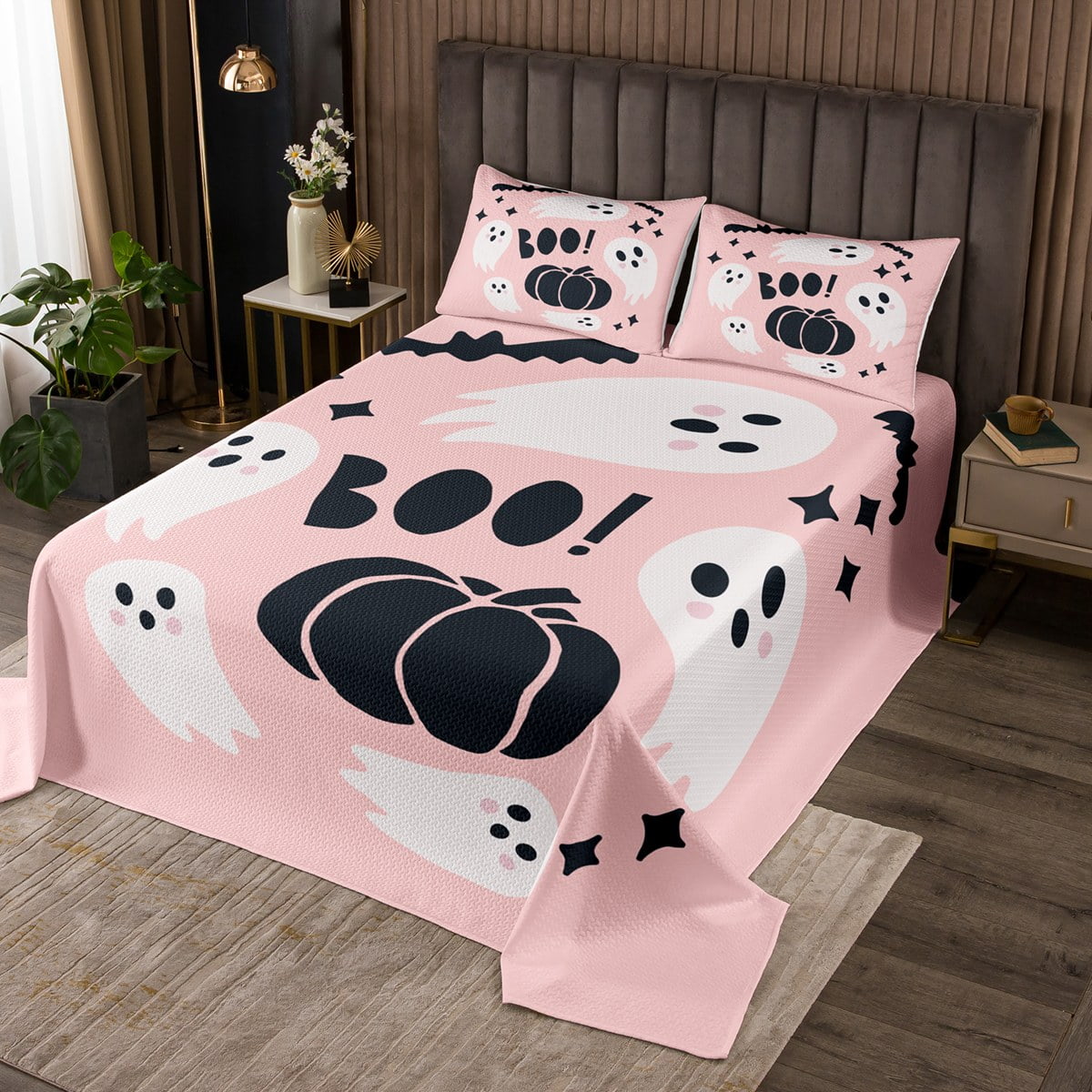 Cartoon Ghost Decor Quilt Set Halloween Coverlet Set 2 Pieces, Twin ...