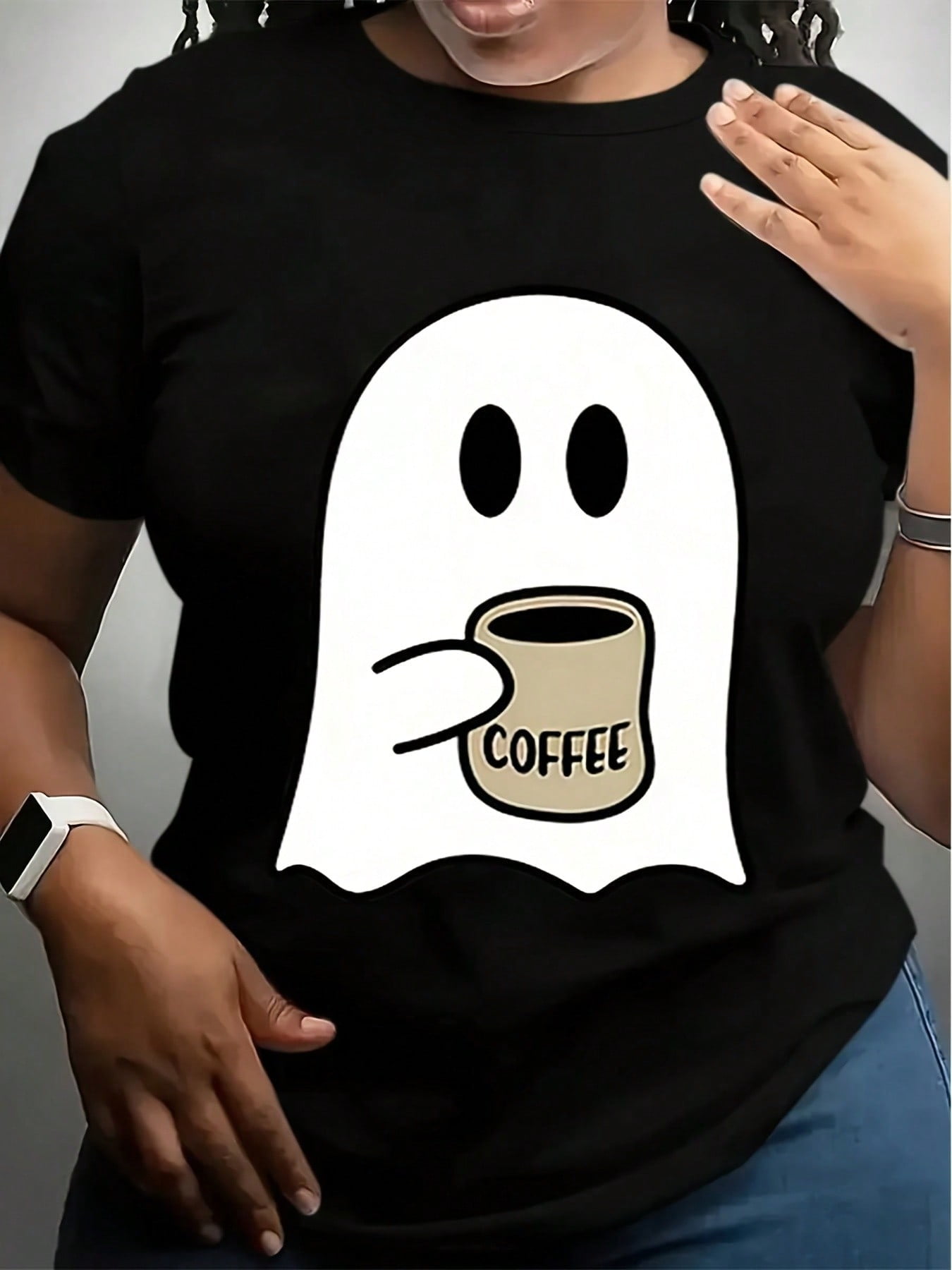 Cartoon Ghost Print Pullover Sweatshirt, Casual Long Sleeve Crew Neck ...