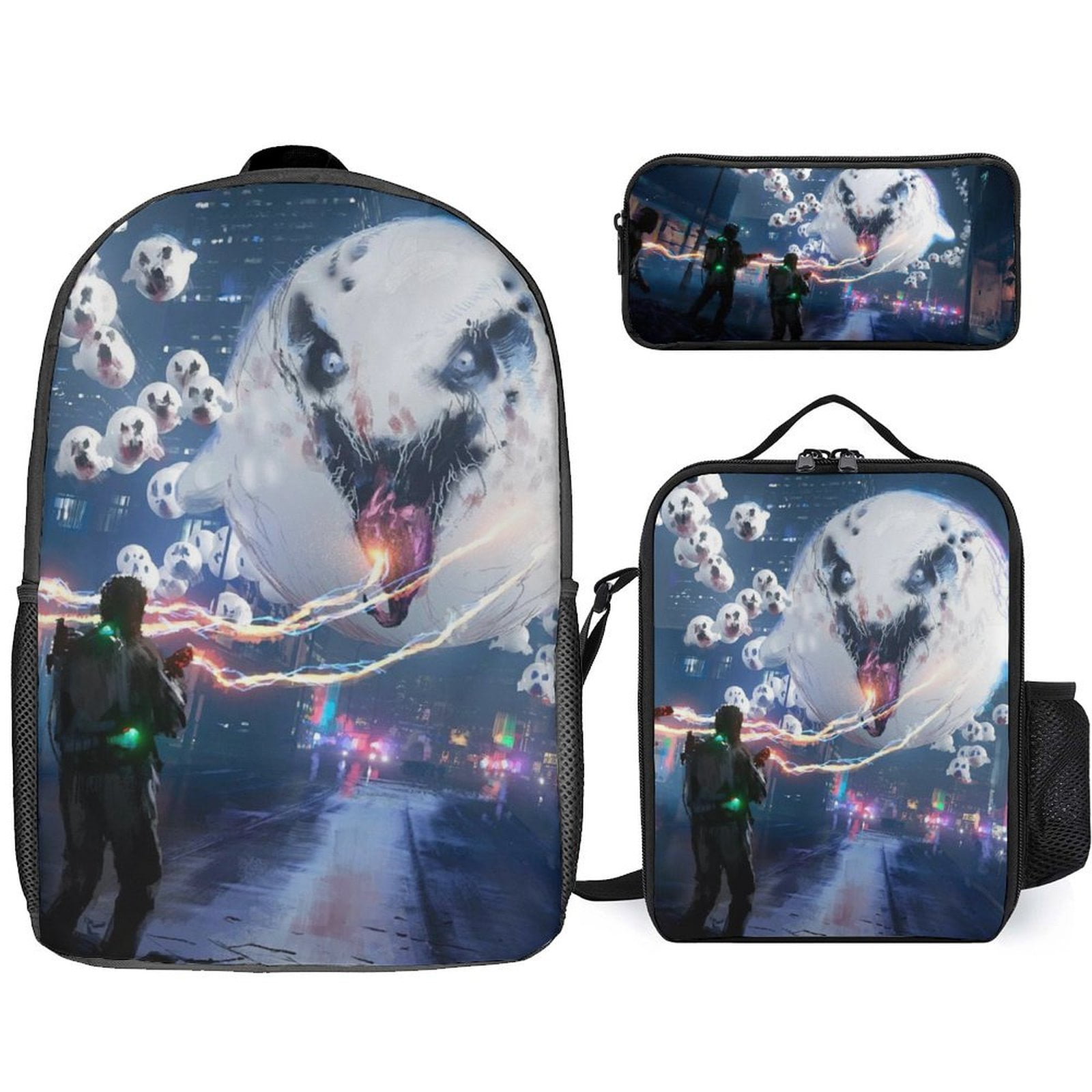 Cartoon Ghostbusters Backpack With Lunch Bag Pencil Case Schoolbag ...