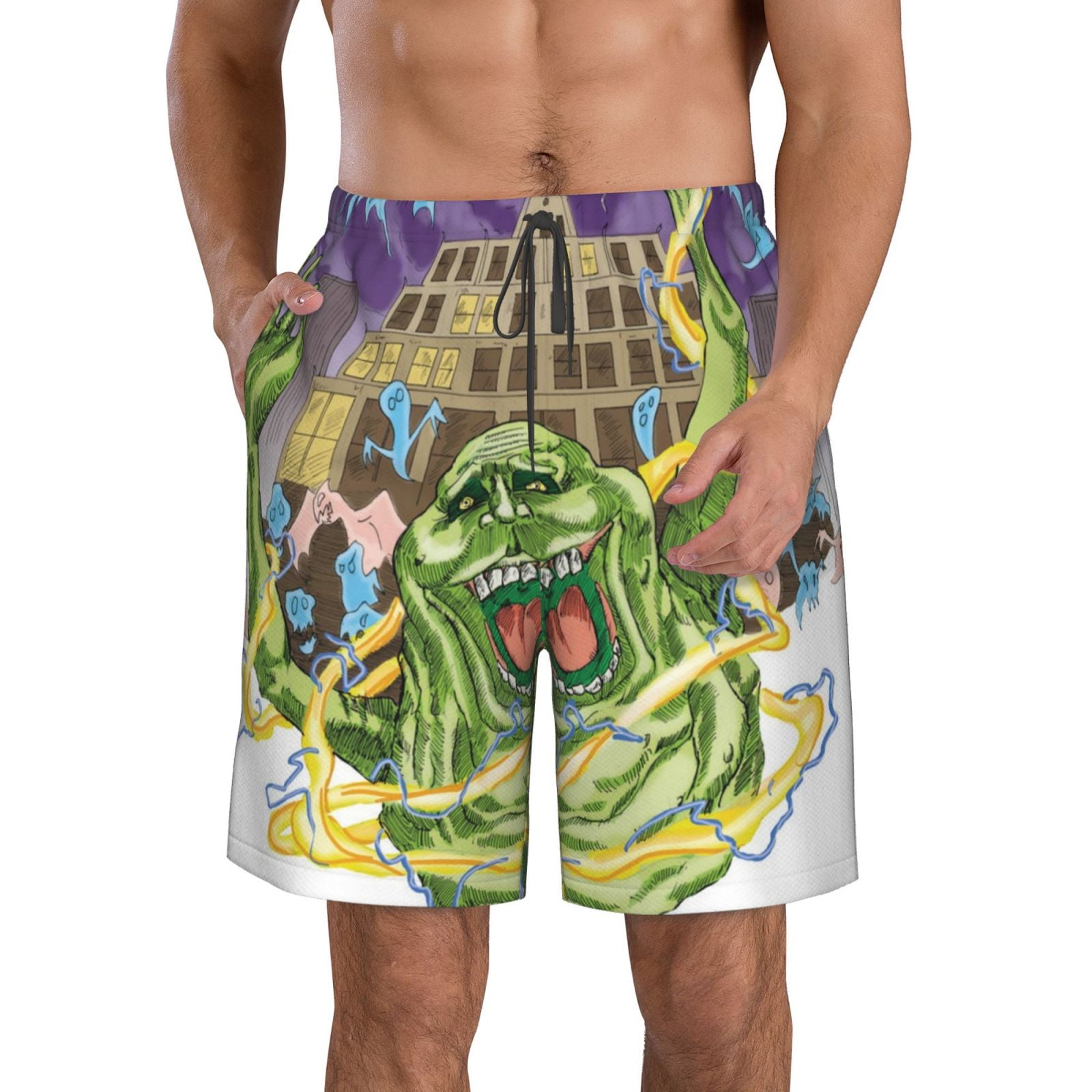 Cartoon Ghostbusters Men's Beach Shorts Swim Trunks Casual Quick Dry ...