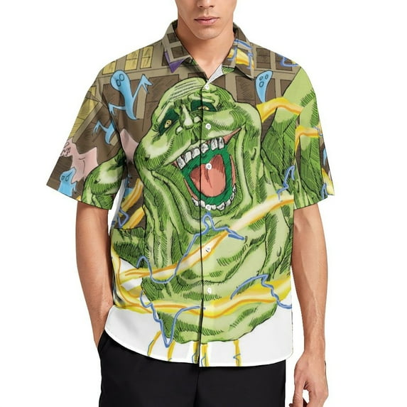 Cartoon Ghostbusters Men's Button-Down Shirts Daily Casual Beach ...