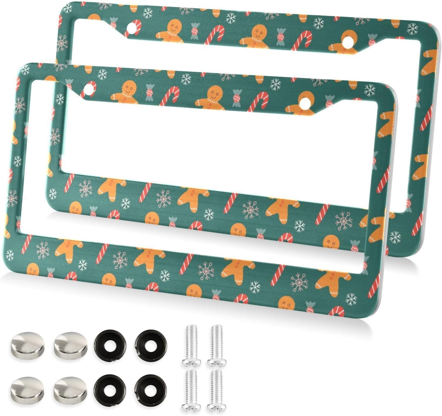 Cartoon Gingerbread Man License Plate Frame - 2 Pack Universal ...