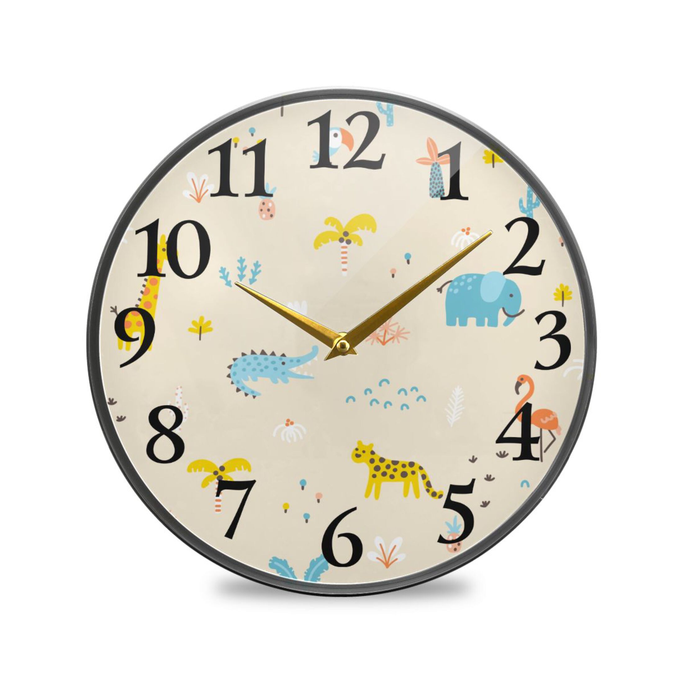 Cartoon Giraffe Animals Wall Clocks Battery Operated 9.5 Inch Round ...