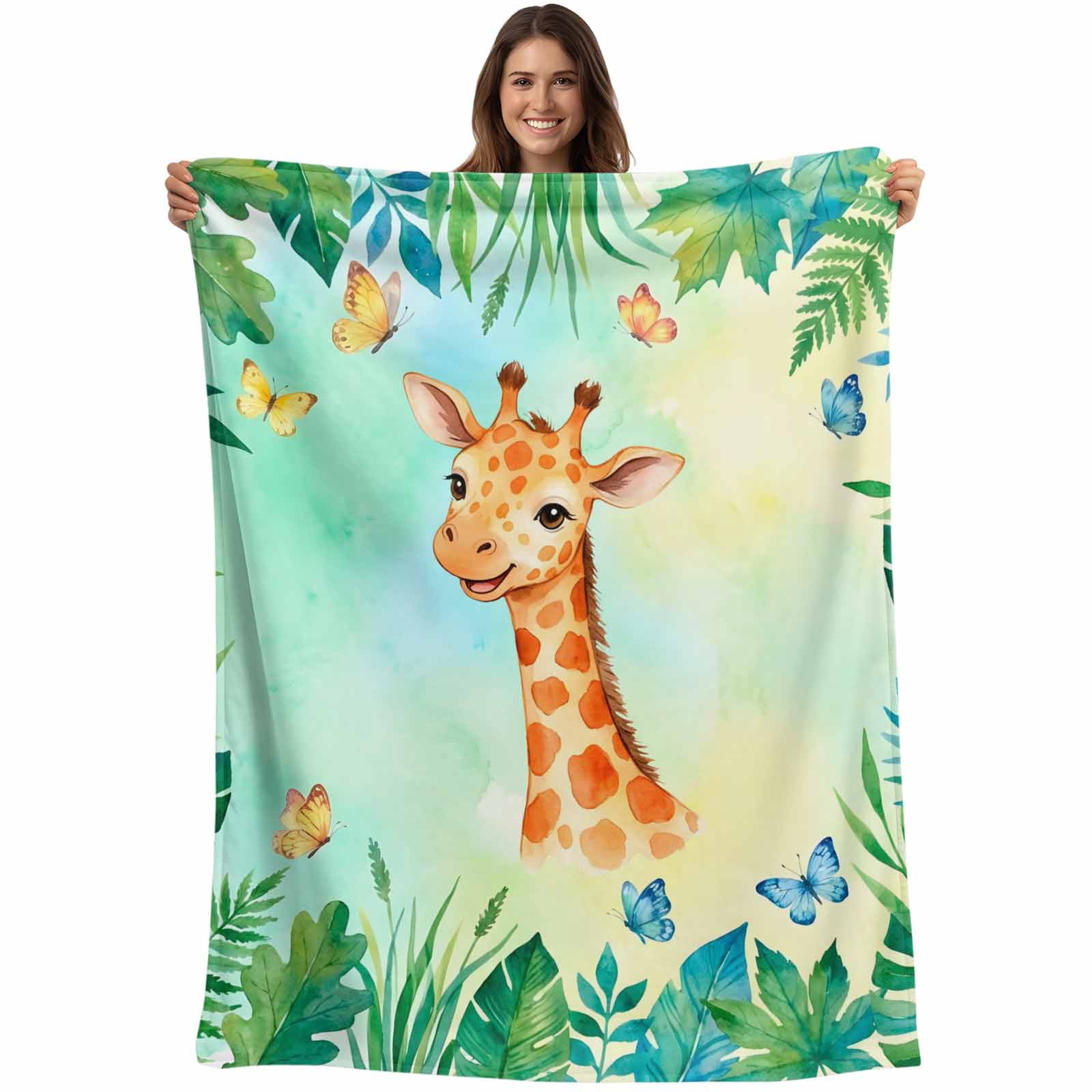 Cartoon Giraffe Blanket Soft Cozy Warm Throw Blanket for Couch, Plush ...