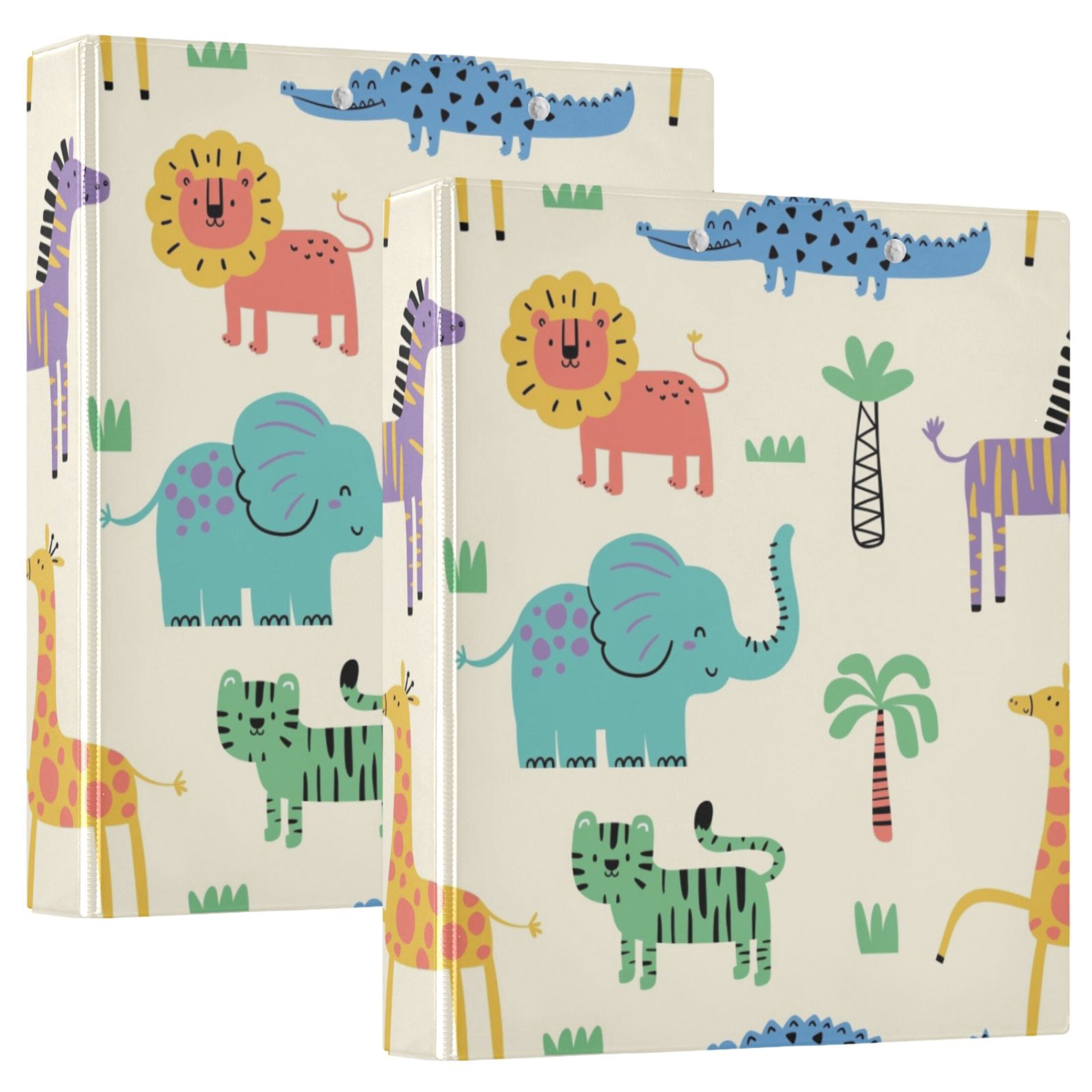 Cartoon Giraffe Cats Lions Hardcover 3 Ring Binder 1.5 inch Round Rings ...