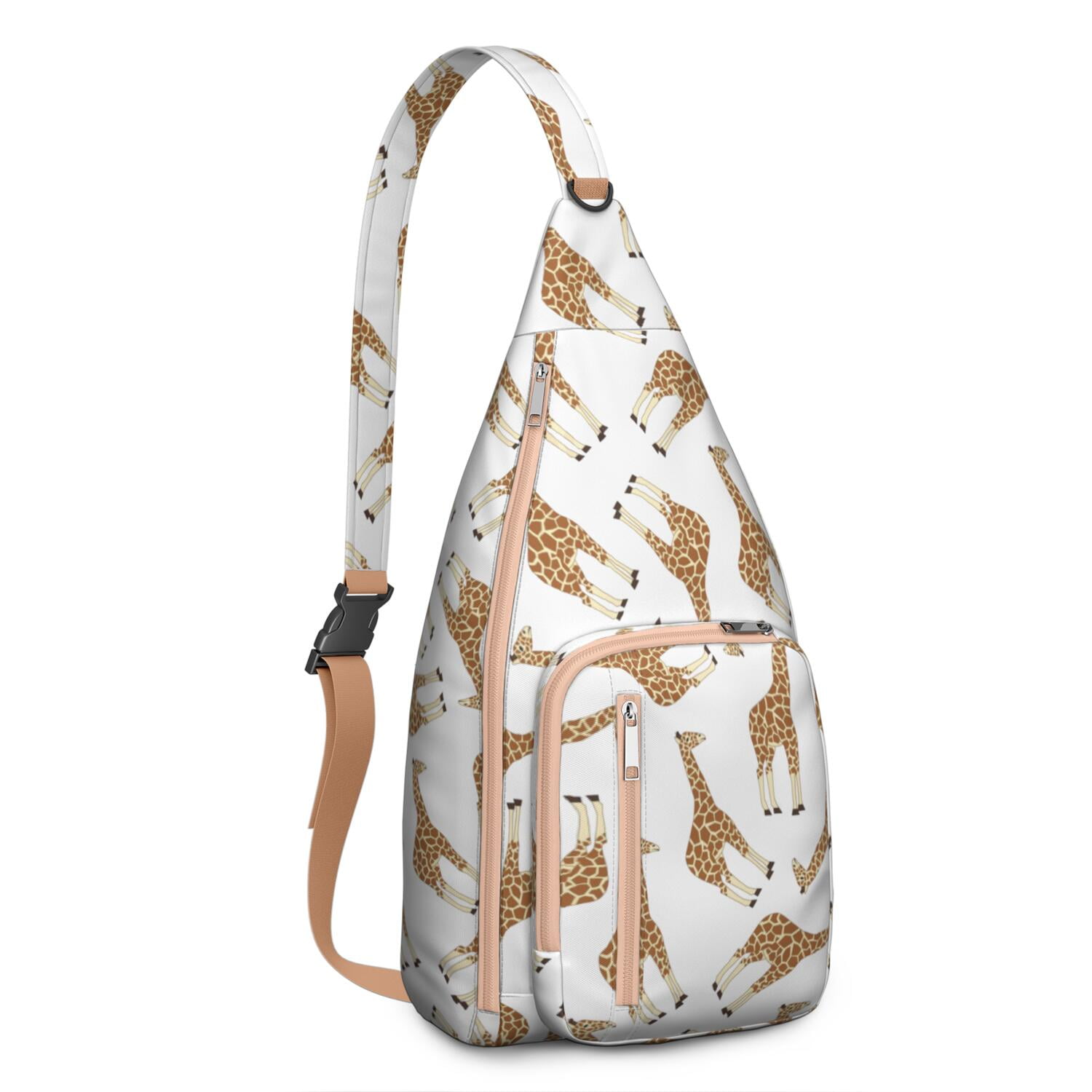 Cartoon Giraffe Crossbody Bag - Rustic Brown African Grassland Design ...