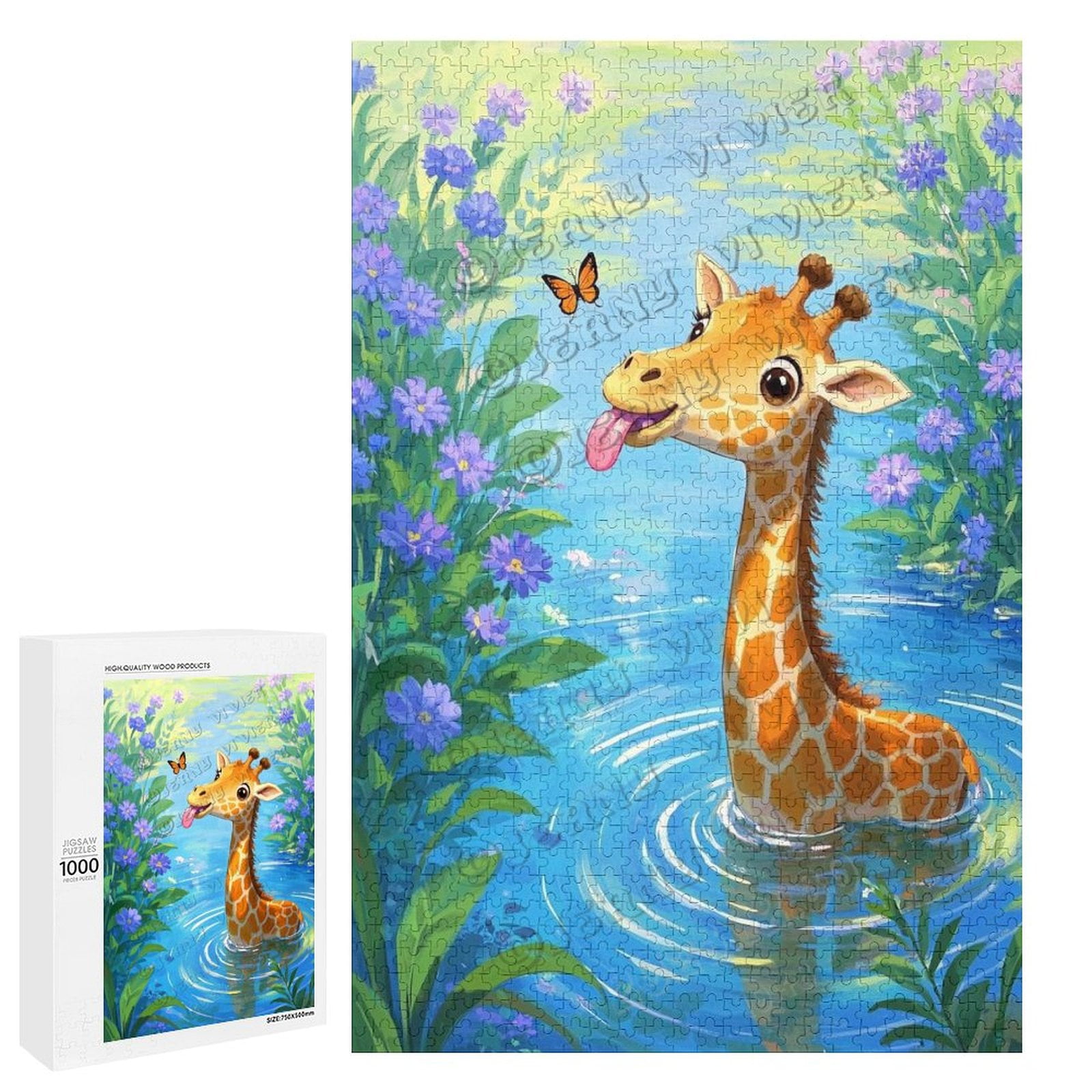 Cartoon Giraffe Decor – 1000 Piece Puzzle | Ideal Puzzle for Giraffe ...