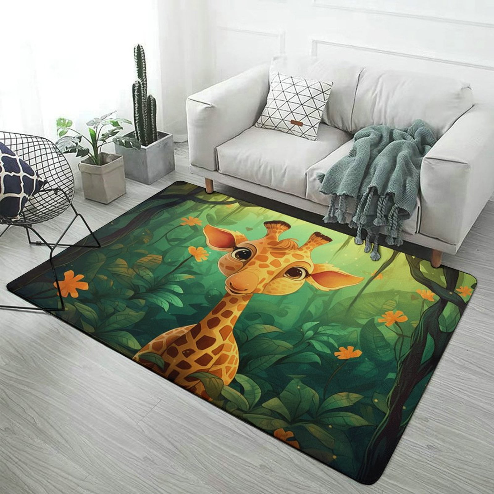 Cartoon Giraffe Forest Carpet Rug for Home Living Room Bedroom Sofa ...
