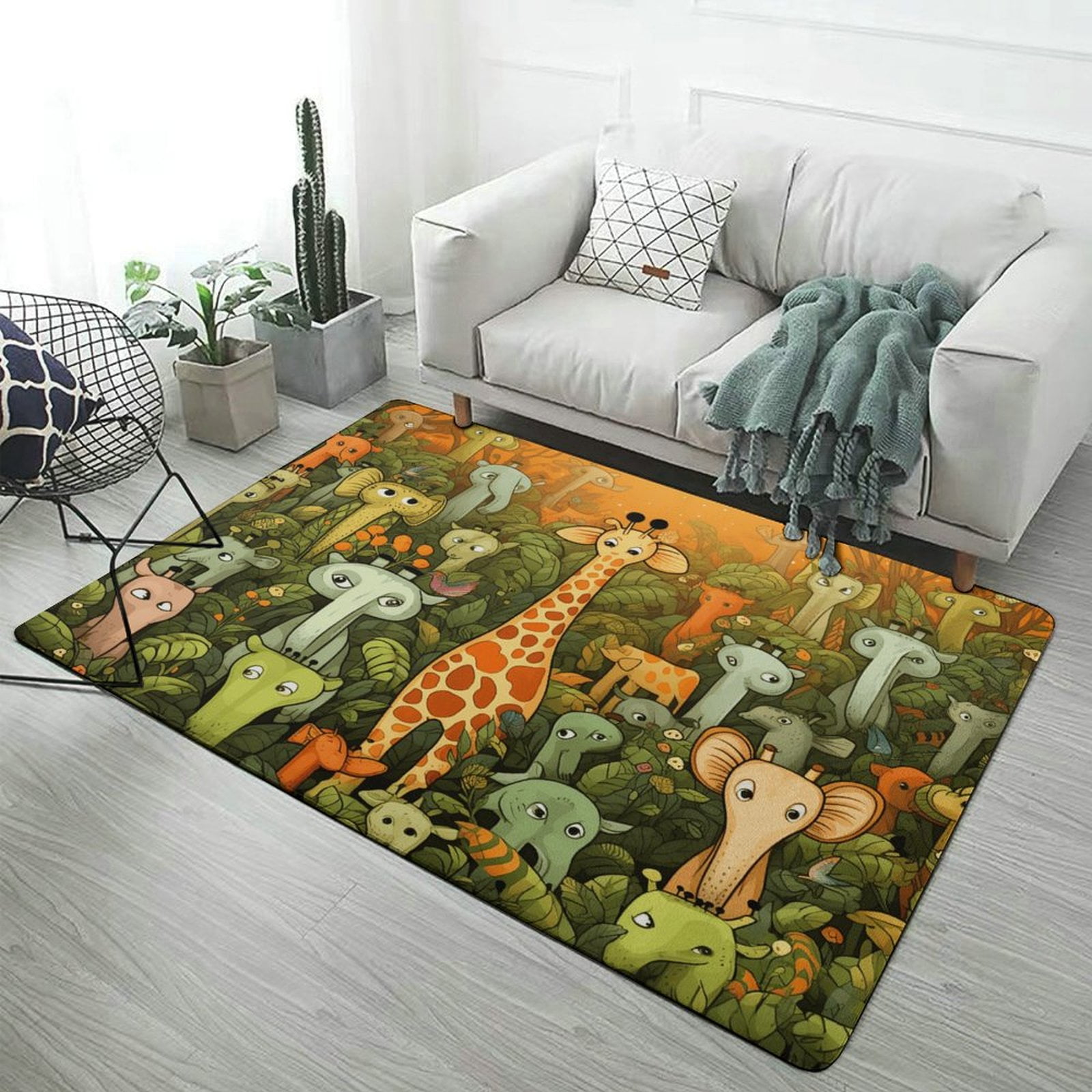 Cartoon Giraffe Forest Carpet Style Living Room Bedroom Rug Modern 3d ...