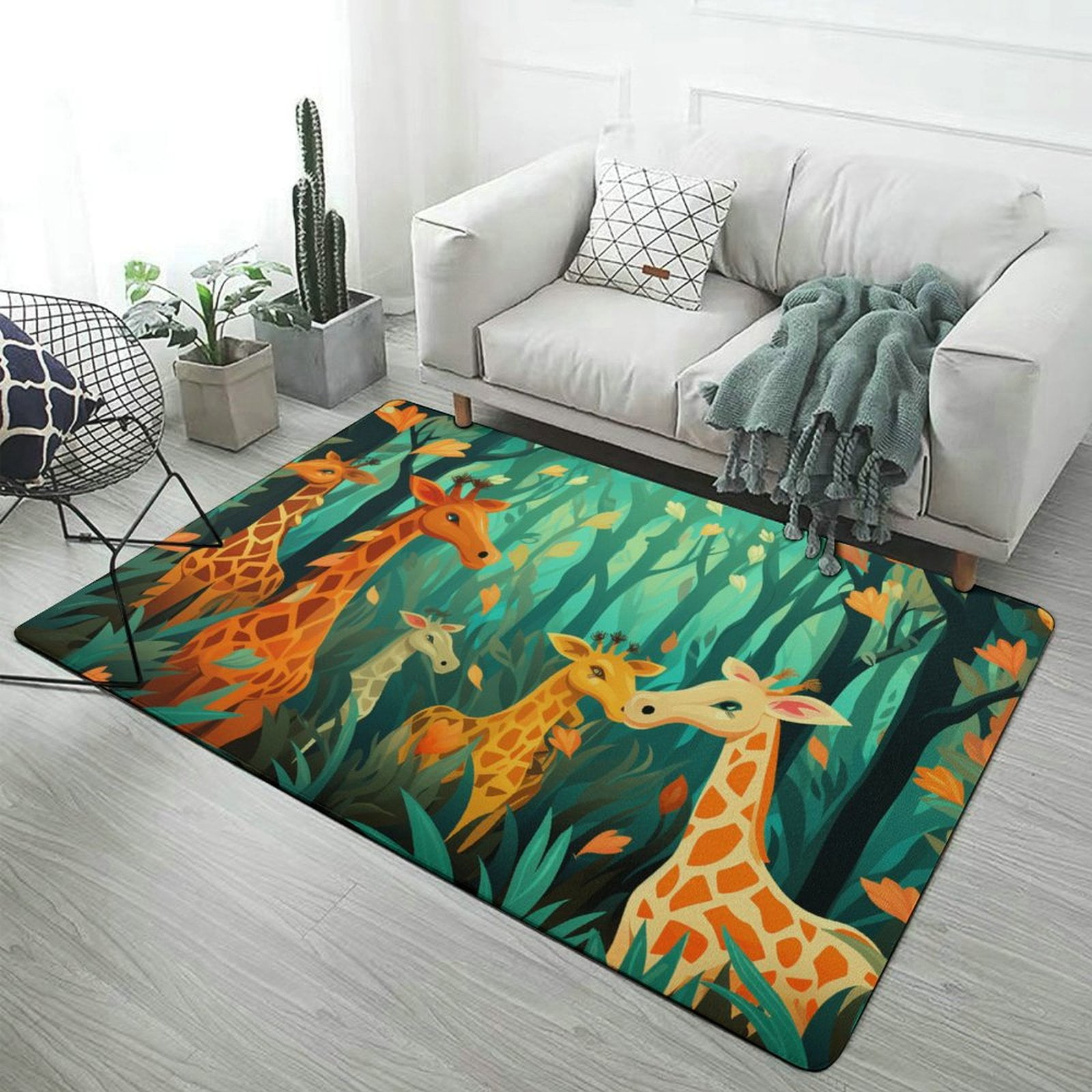 Cartoon Giraffe Forest Carpet for Home Decoration Rugs for Bedroom Kids ...