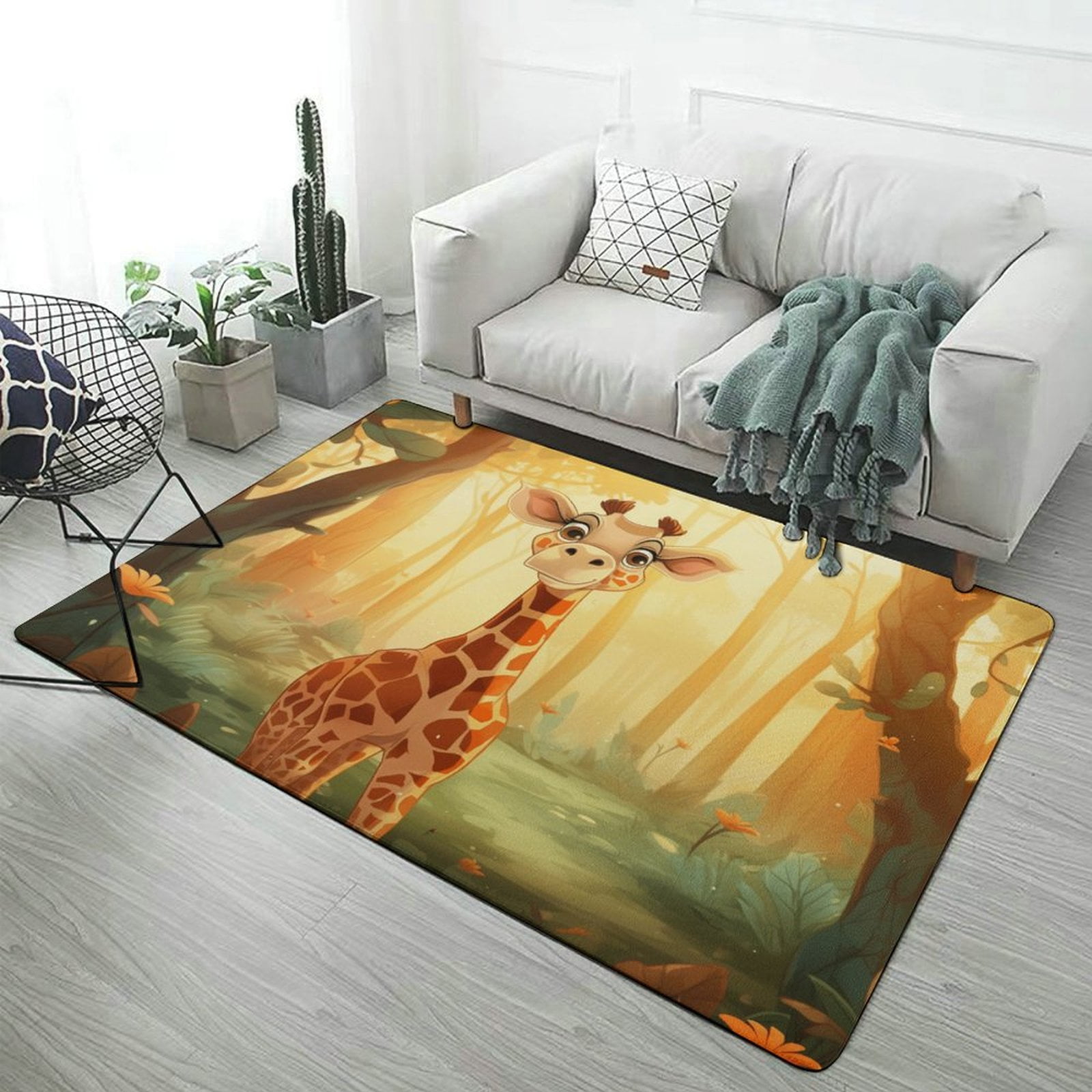 Cartoon Giraffe Forest Carpet for Home Decoration Rugs for Bedroom Room ...