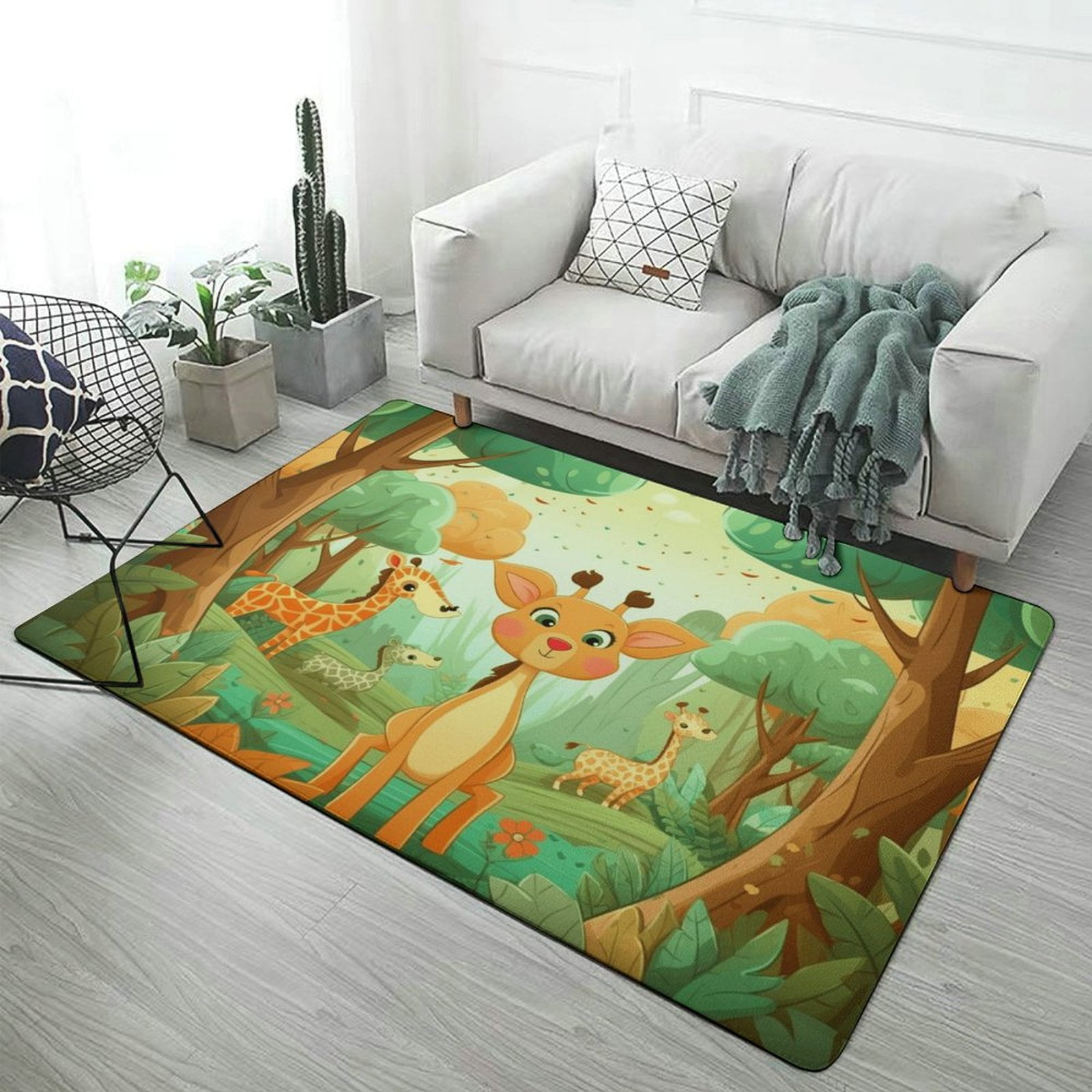 Cartoon Giraffe Forest Home Decor Living Room Carpet Non-slip Hotel ...