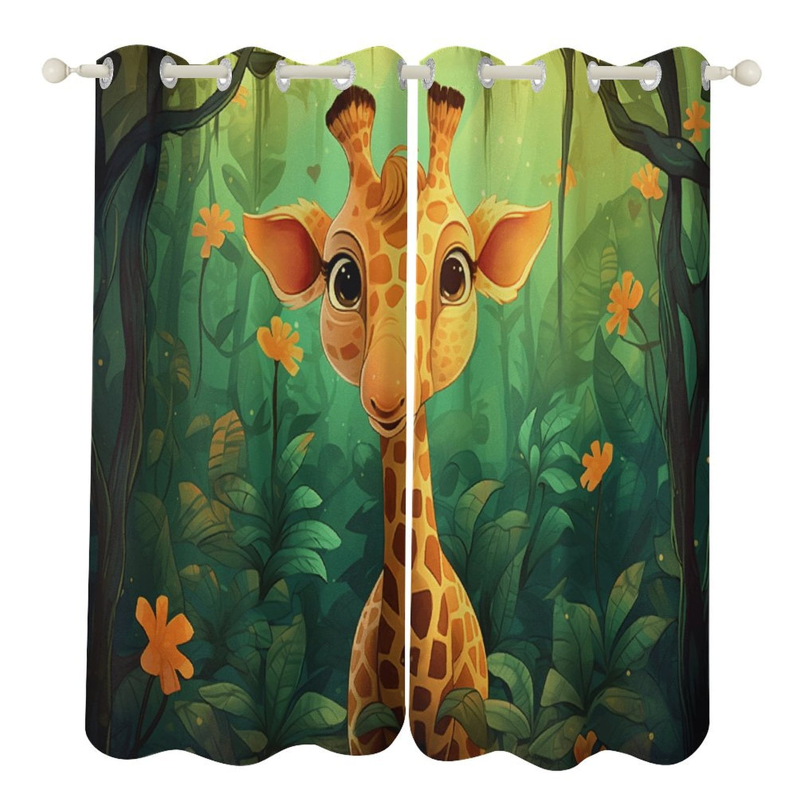 Cartoon Giraffe Forest Luxury Window Curtains Blinds for Living Room ...