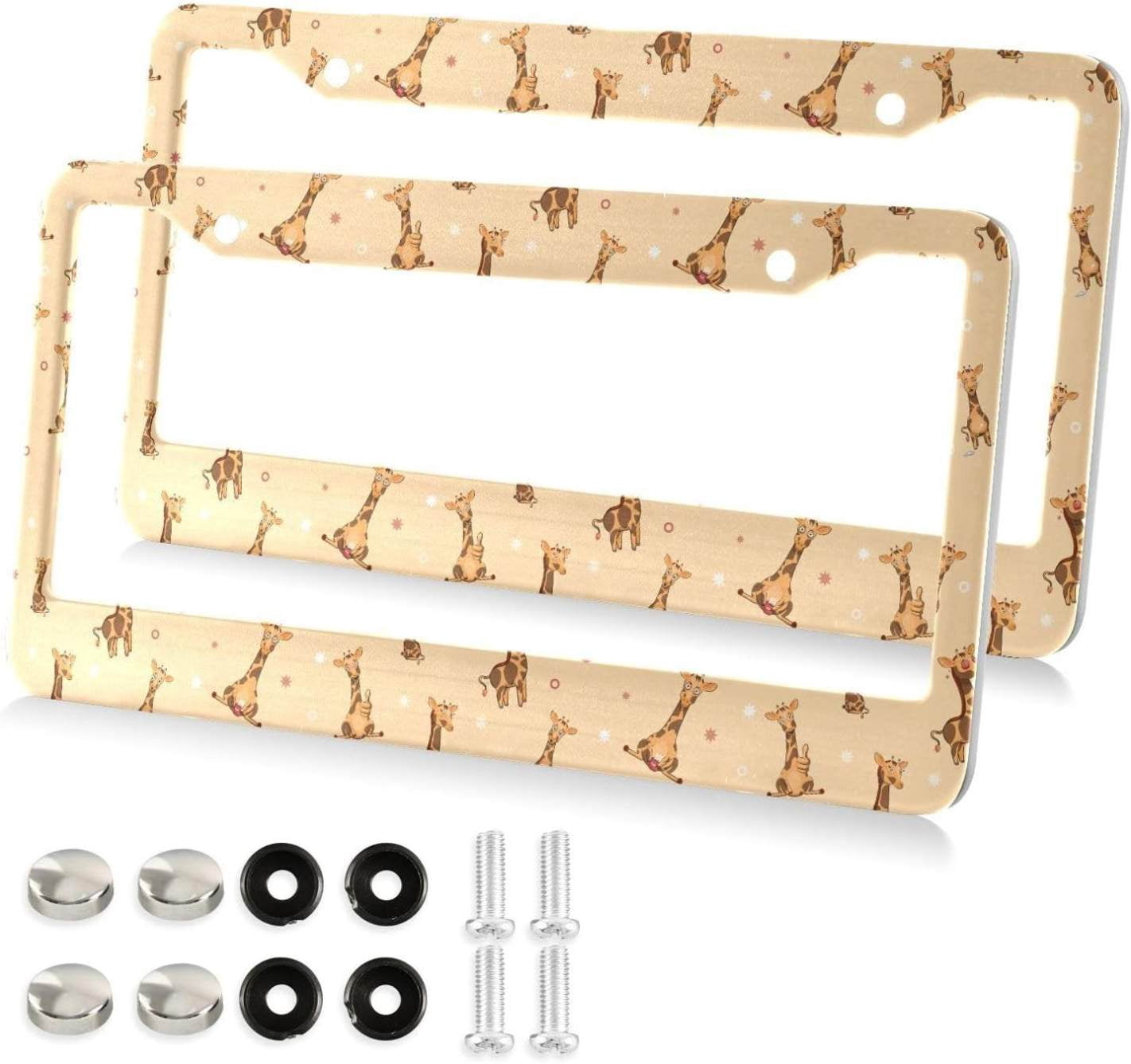 Cartoon Giraffe License Plate Frame, Decorative Aluminum Car Tag Frames ...