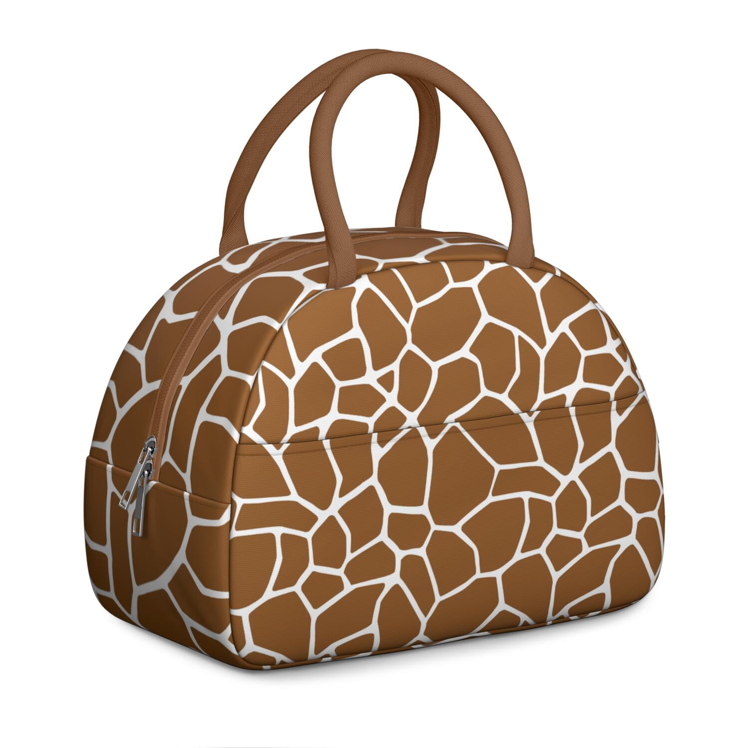 Cartoon Giraffe Lunch Tote with Rustic Brown Animal Skin Texture ...