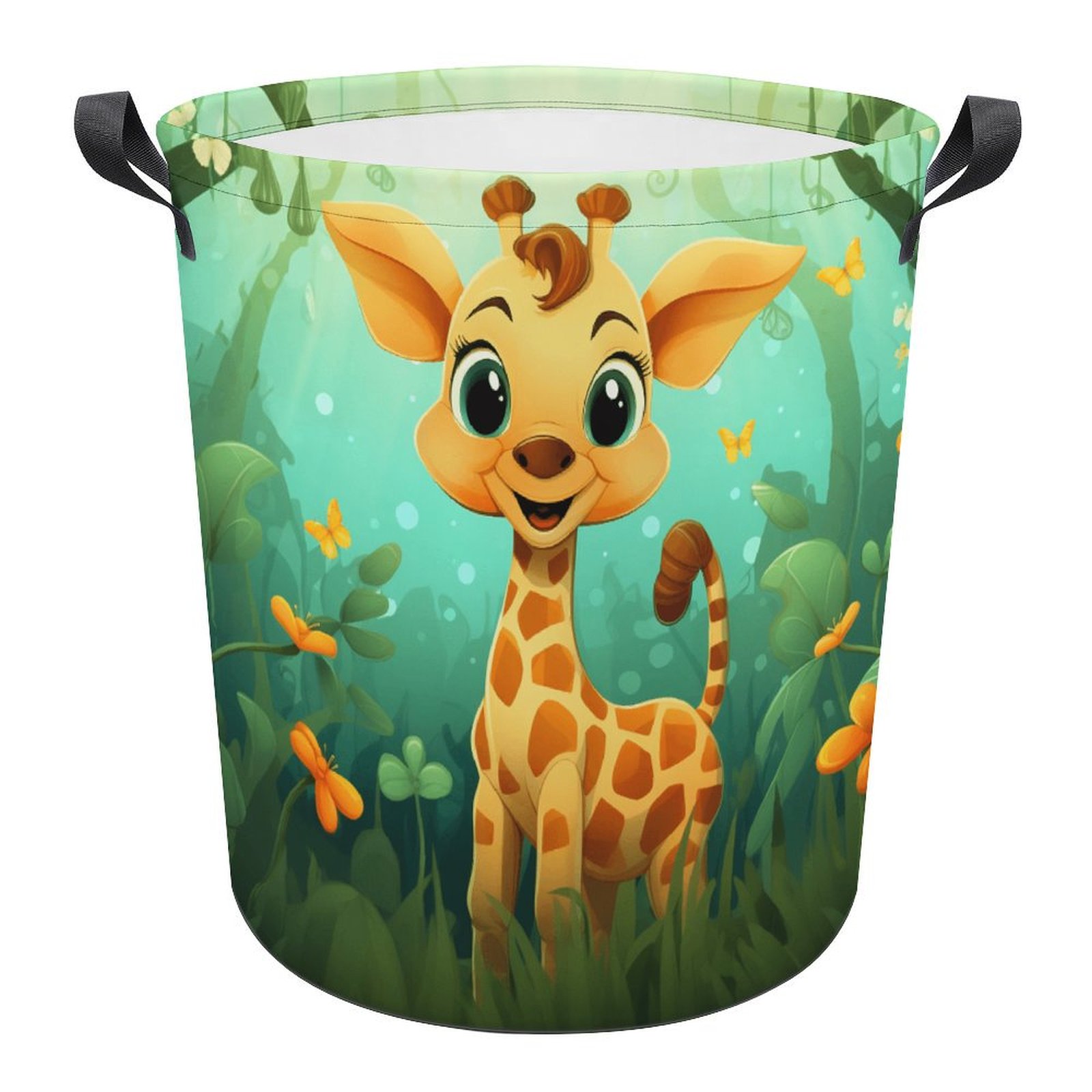 Cartoon Giraffe Print Foldable Laundry Basket for Clothes Storage ...