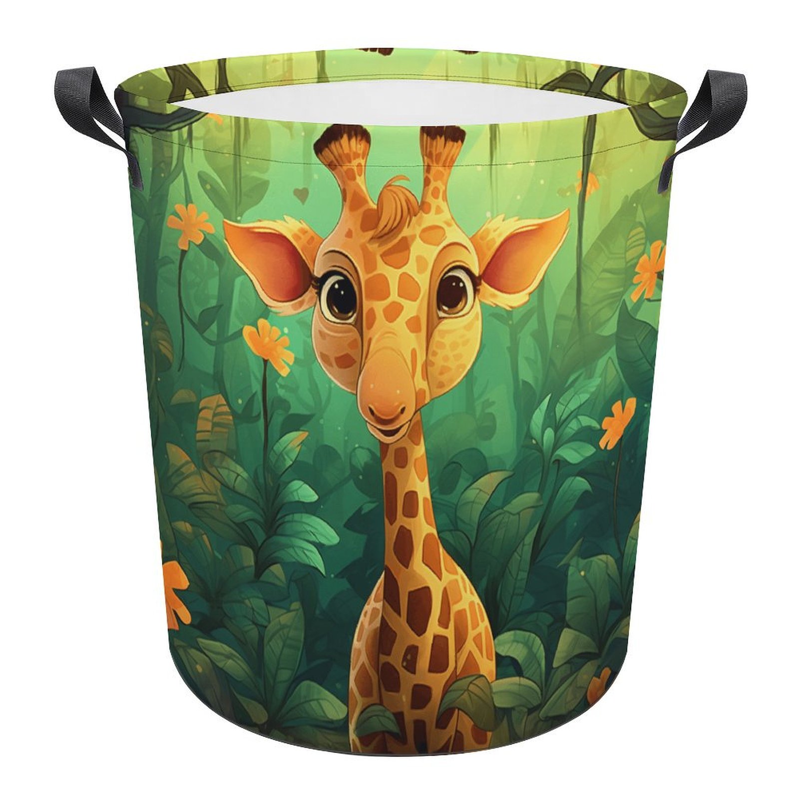 Cartoon Giraffe Print Foldable Laundry Basket for Clothes Storage ...