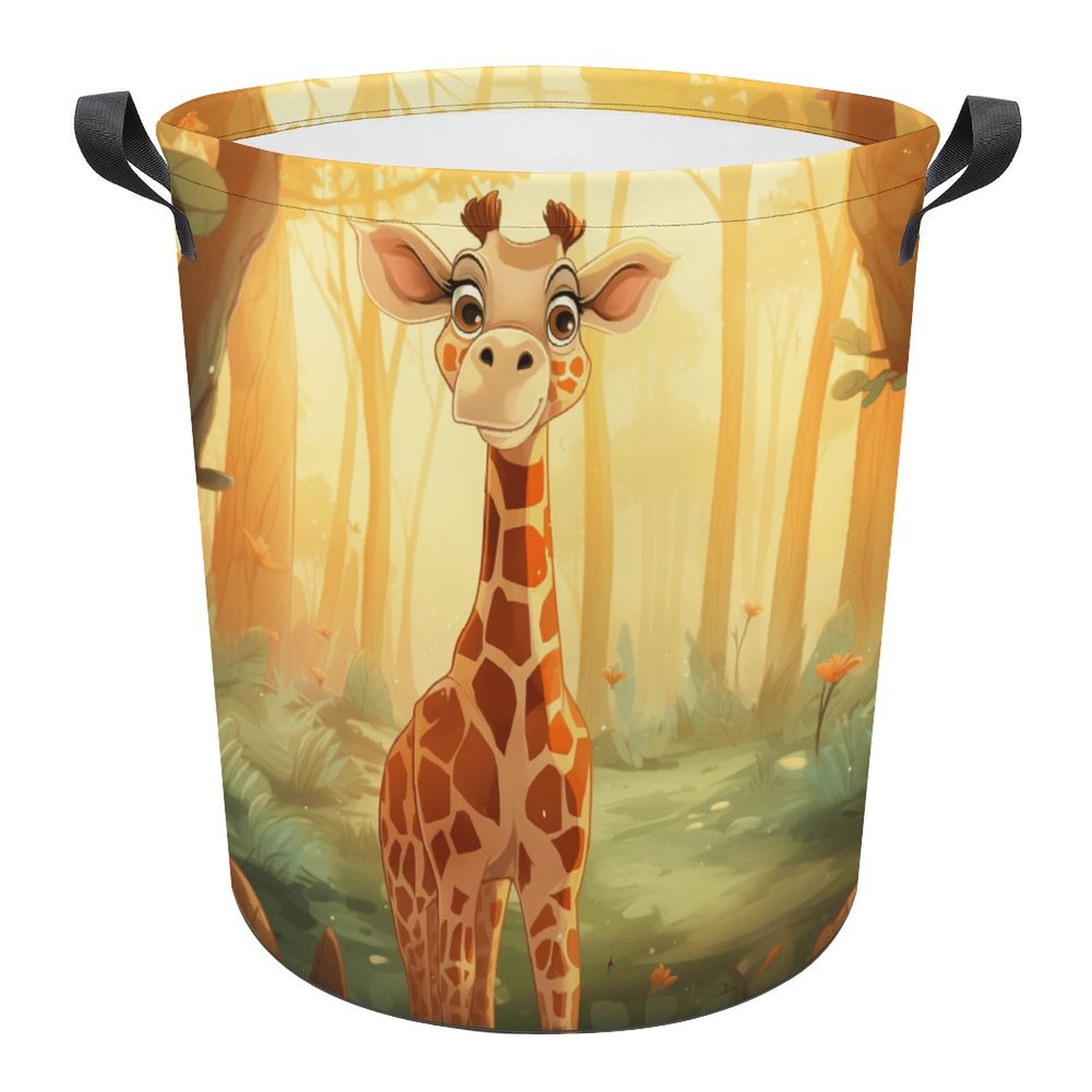 Cartoon Giraffe Print Foldable Laundry Basket for Clothes Storage ...