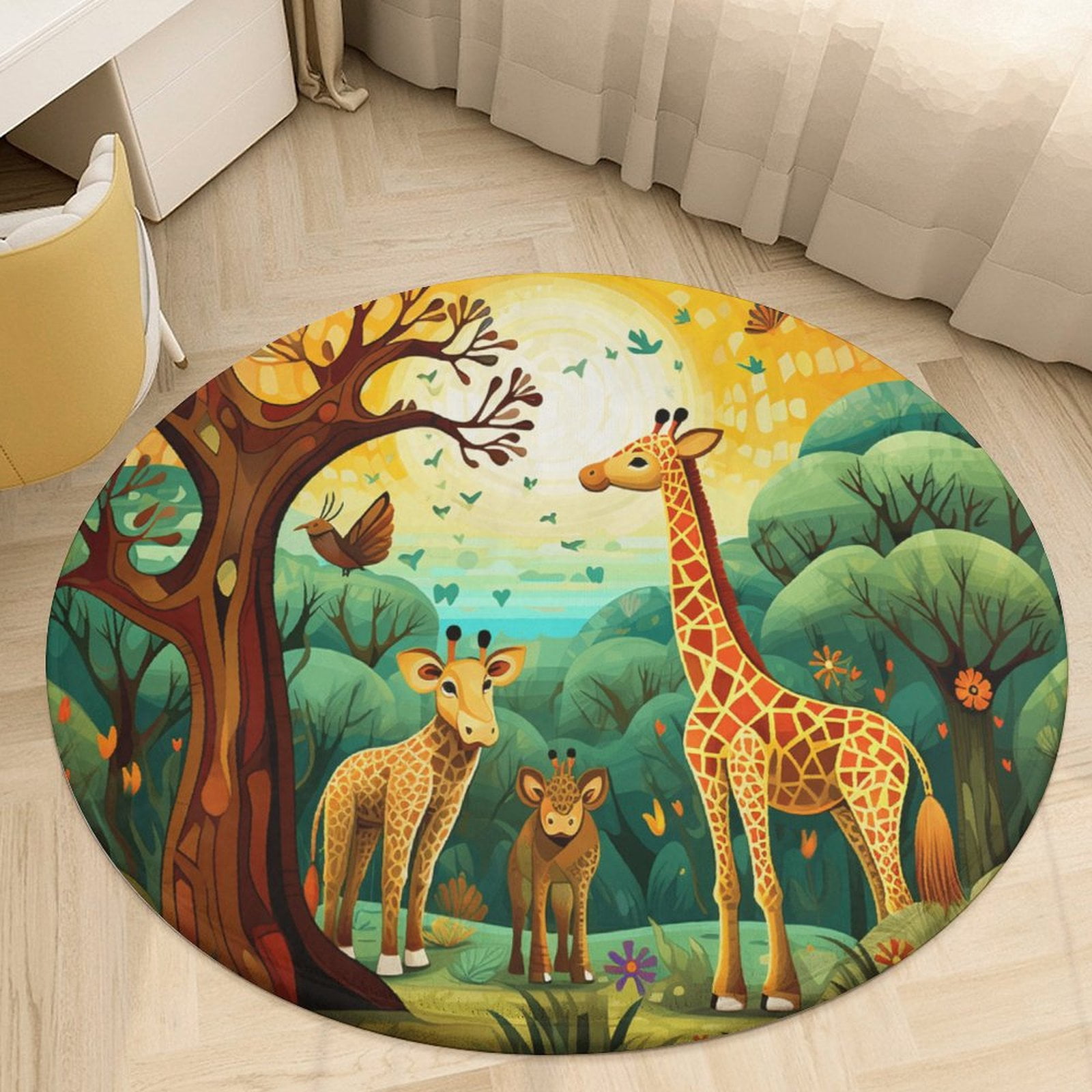 Cartoon Giraffe Round Area Rugs for Bedroom Living Room, 3FT Soft ...
