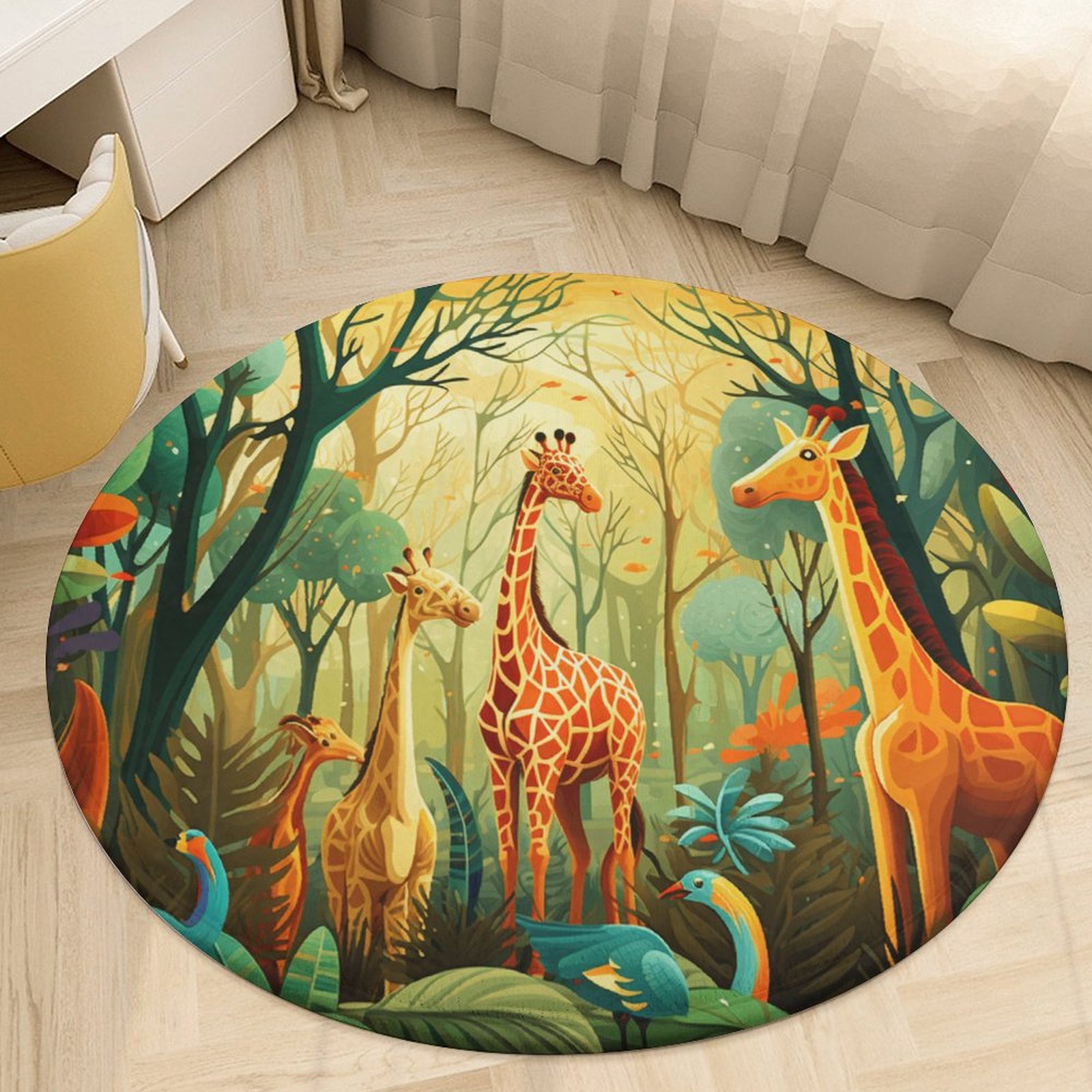 Cartoon Giraffe Round Area Rugs for Bedroom Living Room, 3FT Soft ...