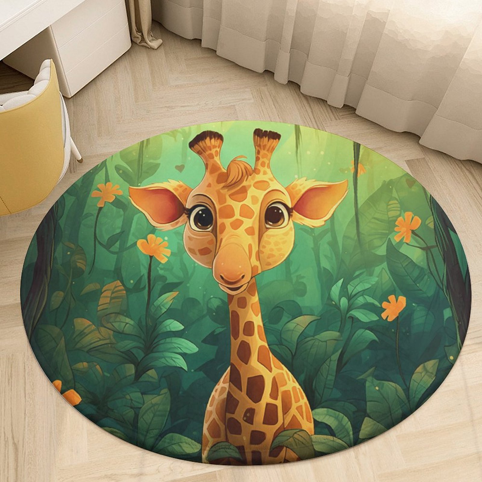 Cartoon Giraffe Round Area Rugs for Bedroom Living Room, 5FT Soft ...